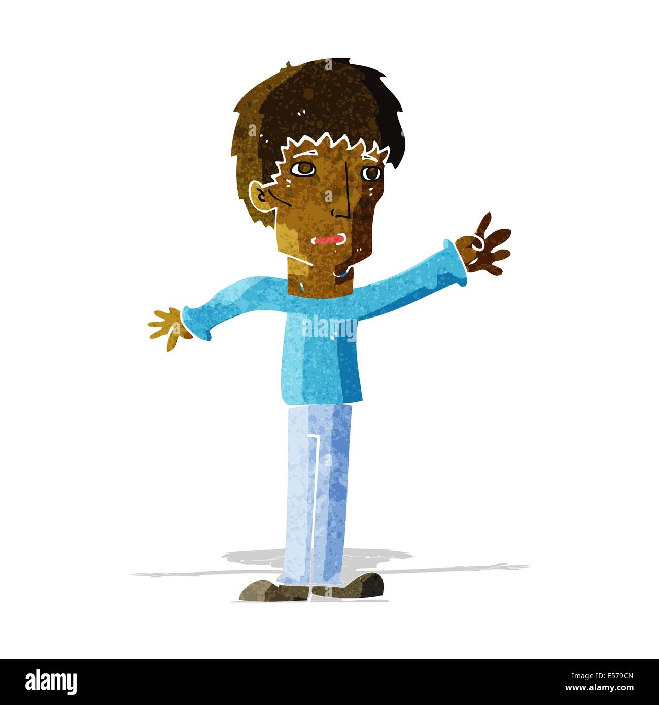 Cartoon Man Running And Reaching Forward Stock Vector