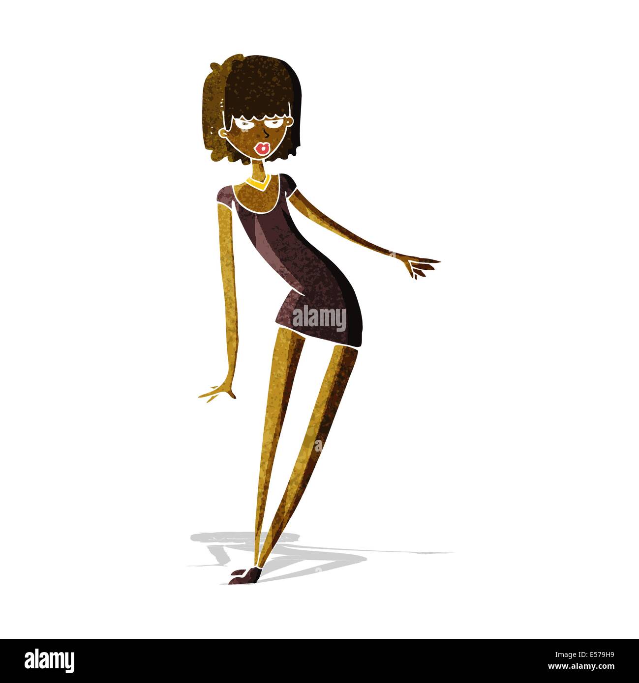cartoon woman in dress leaning Stock Vector Image & Art - Alamy