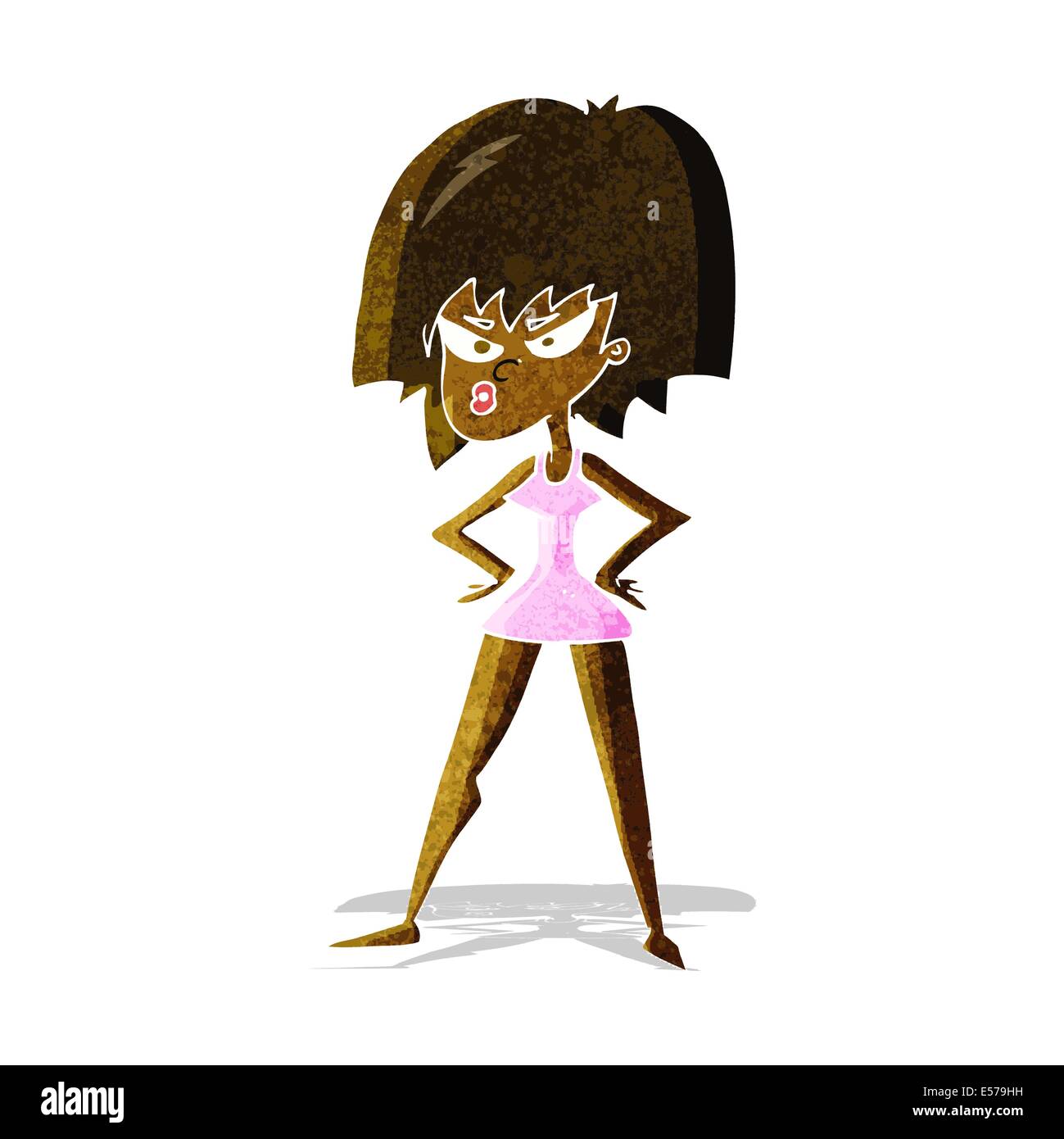 cartoon angry woman in dress Stock Vector Image & Art - Alamy