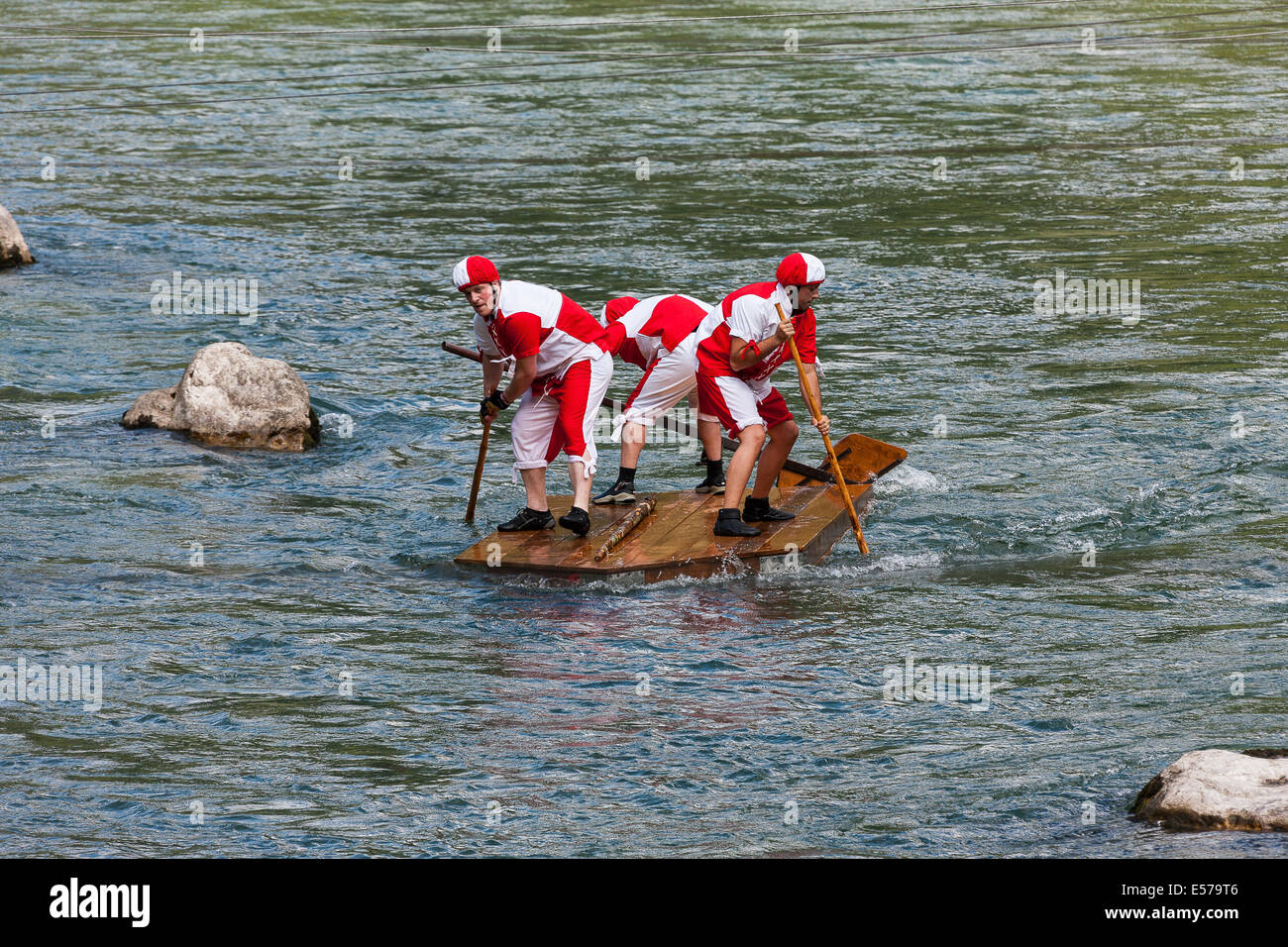 Valstagna, Valbrenta, The Palio of Rafts Stock Photo - Alamy