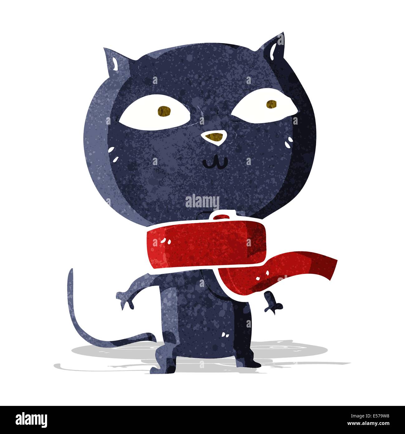 cartoon black cat wearing scarf Stock Vector Image & Art - Alamy