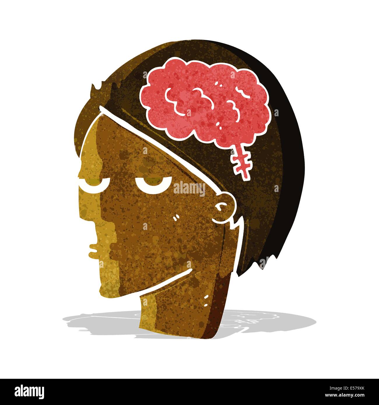 cartoon head with brain symbol Stock Vector Image & Art - Alamy