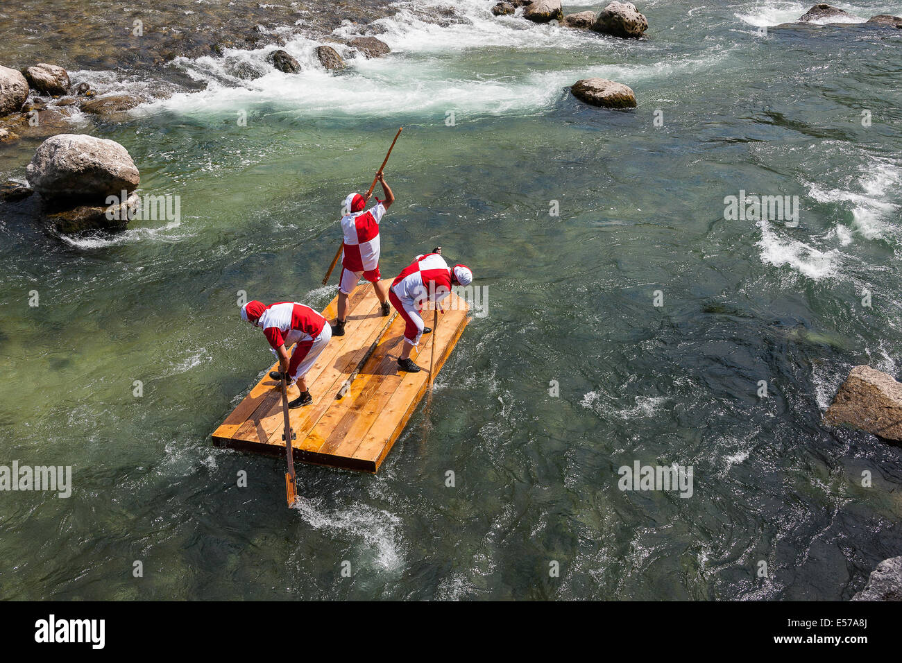 Valstagna, Valbrenta, The Palio of Rafts Stock Photo - Alamy