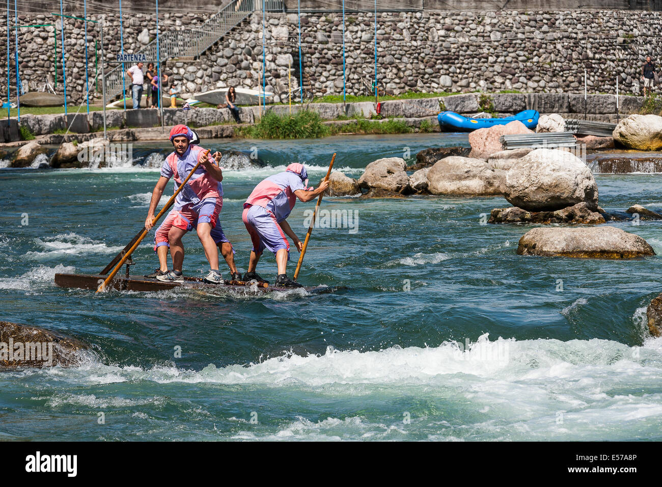 Valstagna, Valbrenta, The Palio of Rafts Stock Photo - Alamy