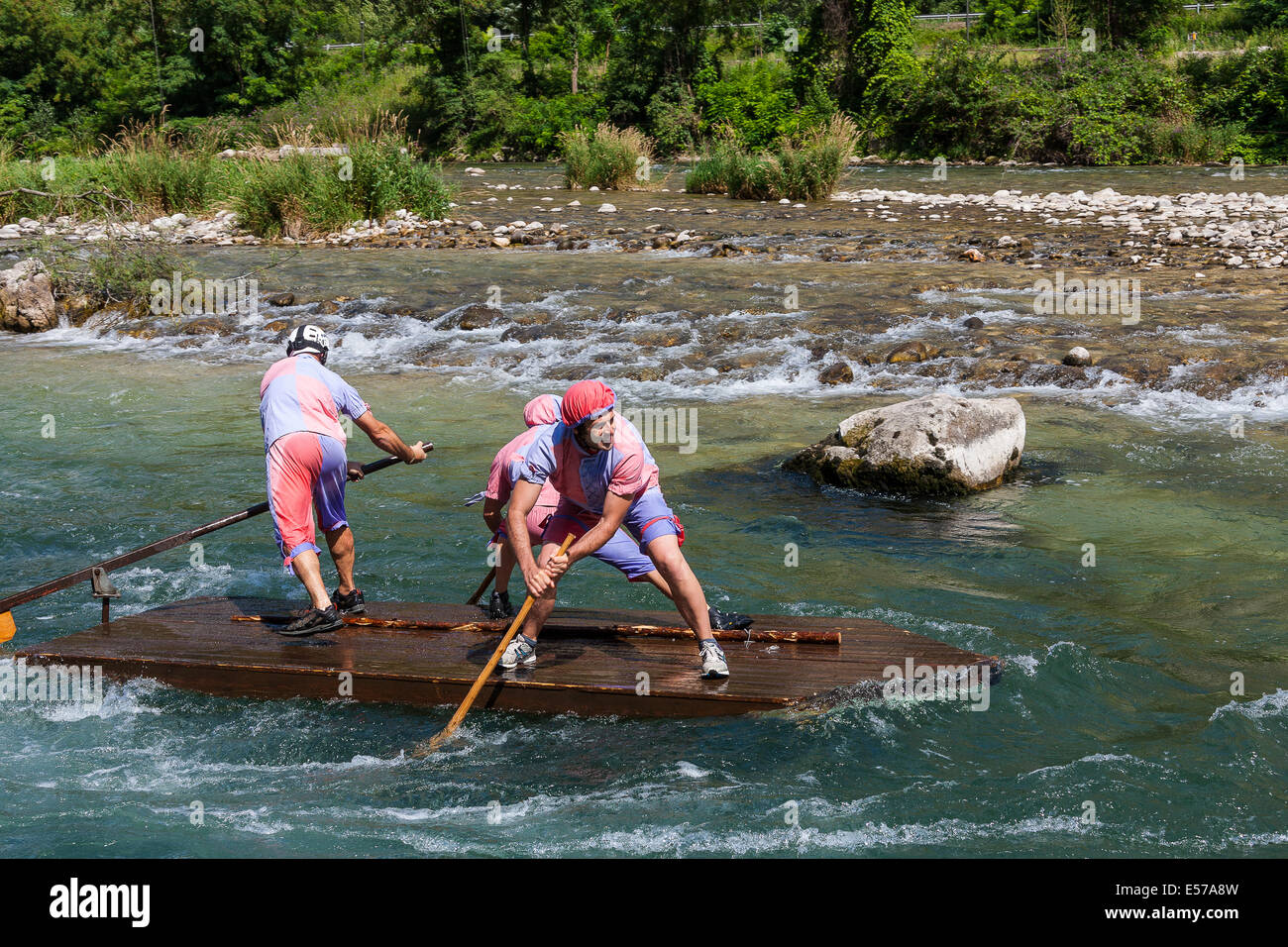 Valstagna, Valbrenta, The Palio of Rafts Stock Photo - Alamy
