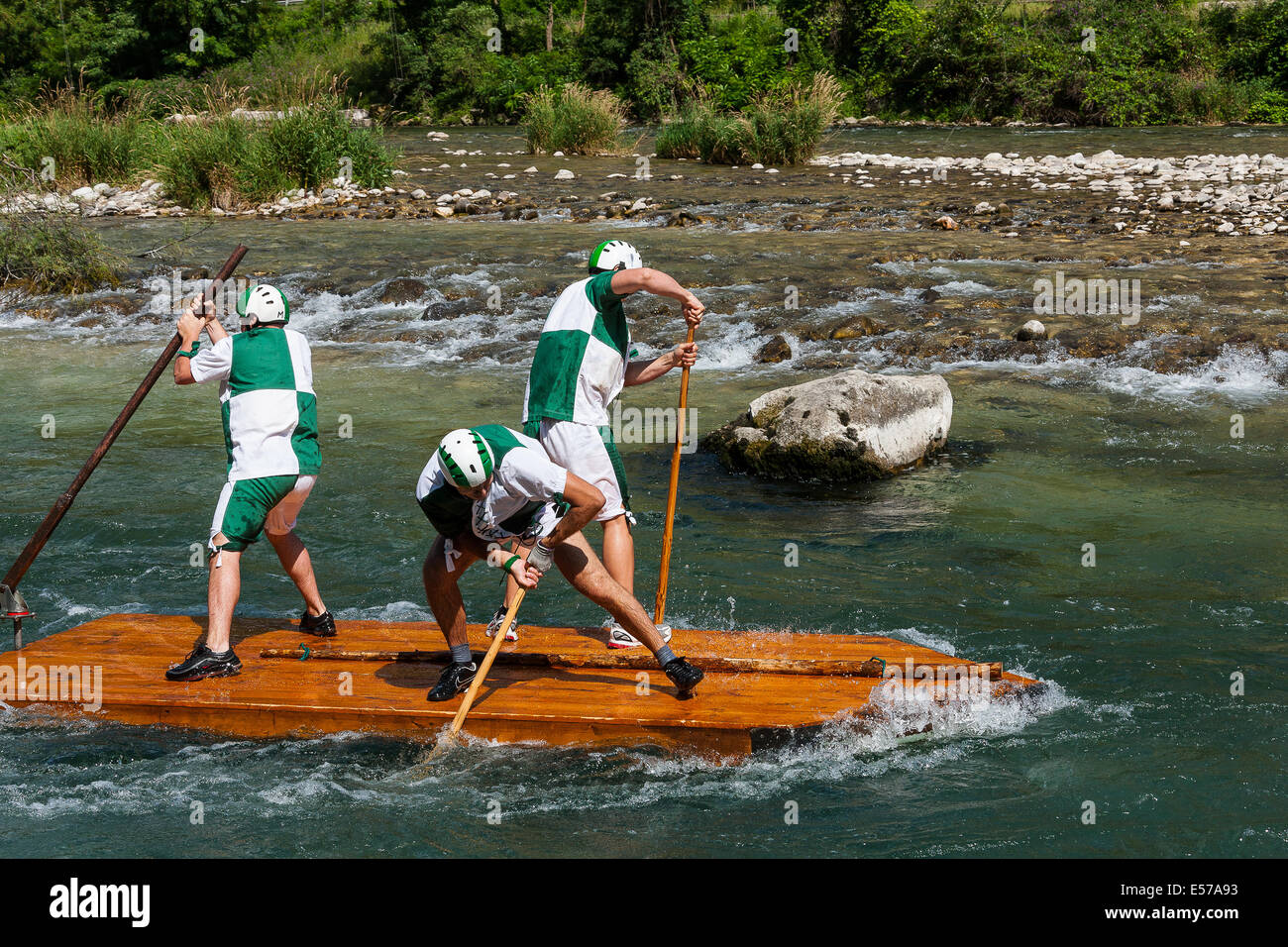 Valstagna, Valbrenta, The Palio of Rafts Stock Photo - Alamy