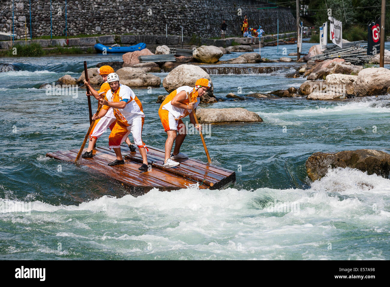Valstagna, Valbrenta, The Palio of Rafts Stock Photo - Alamy