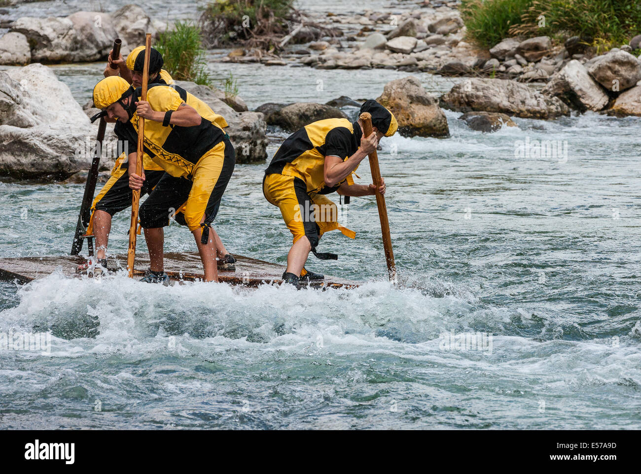 Valstagna, Valbrenta, The Palio of Rafts Stock Photo - Alamy