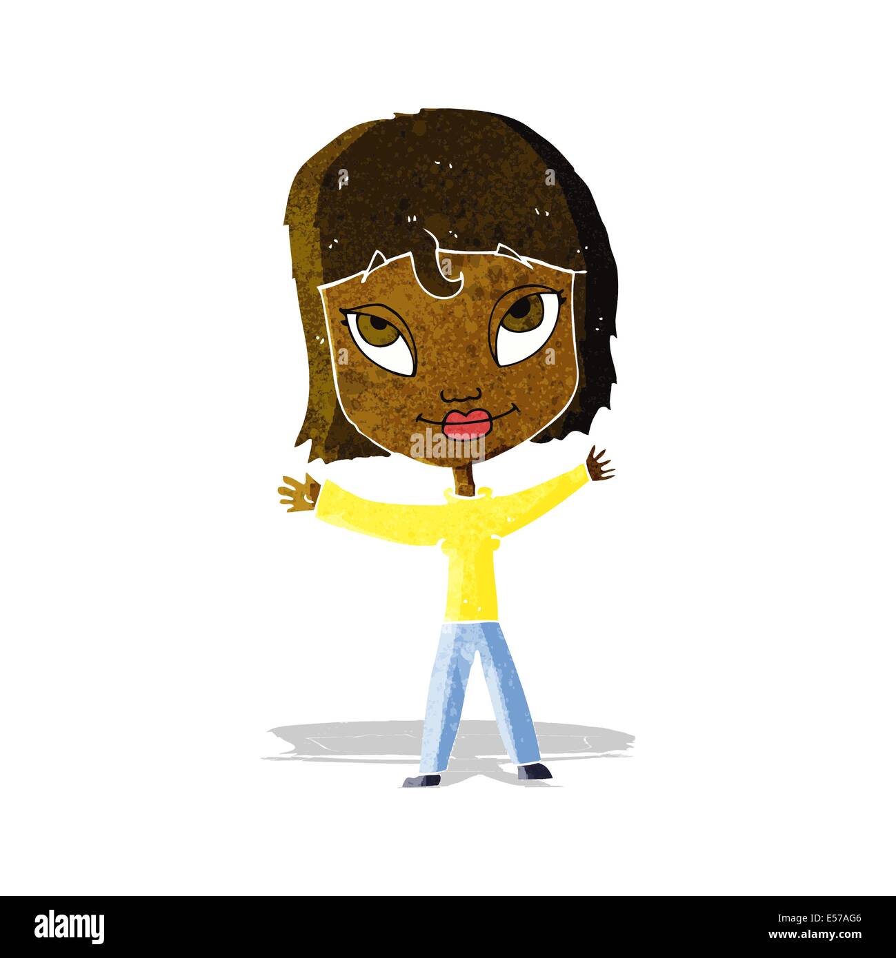 cartoon happy woman waving arms Stock Vector Image & Art - Alamy