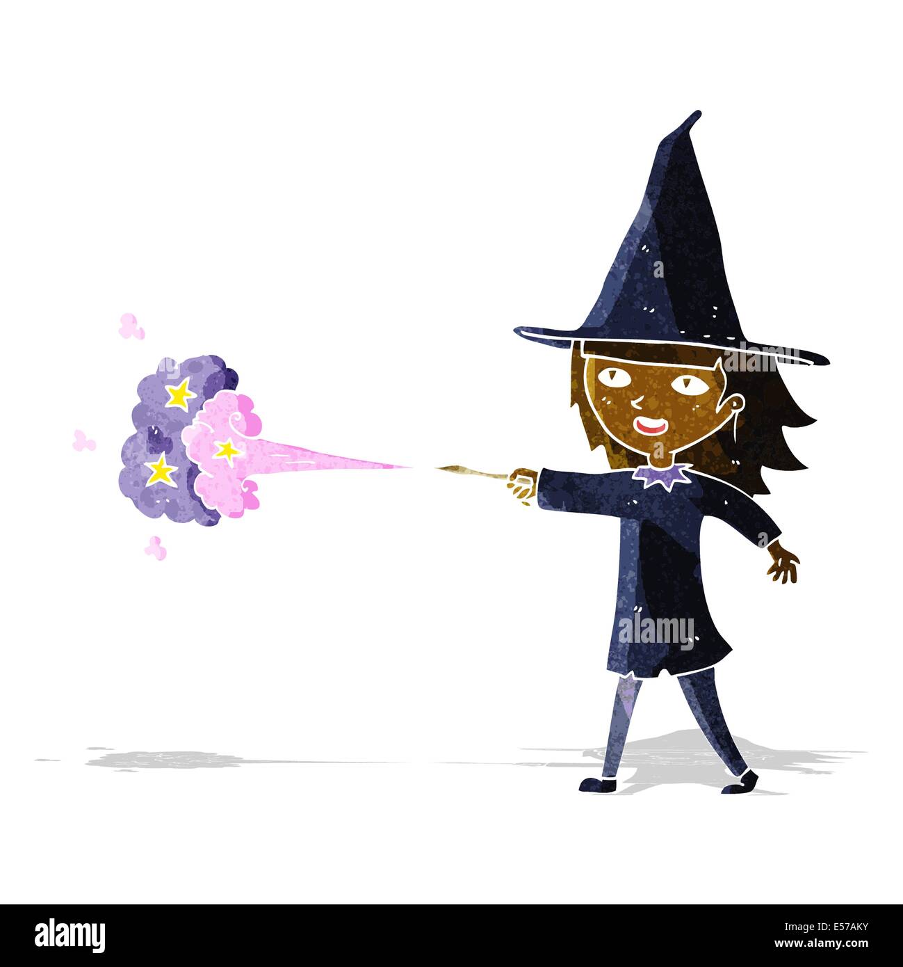 cartoon witch girl casting spell Stock Vector Image & Art - Alamy