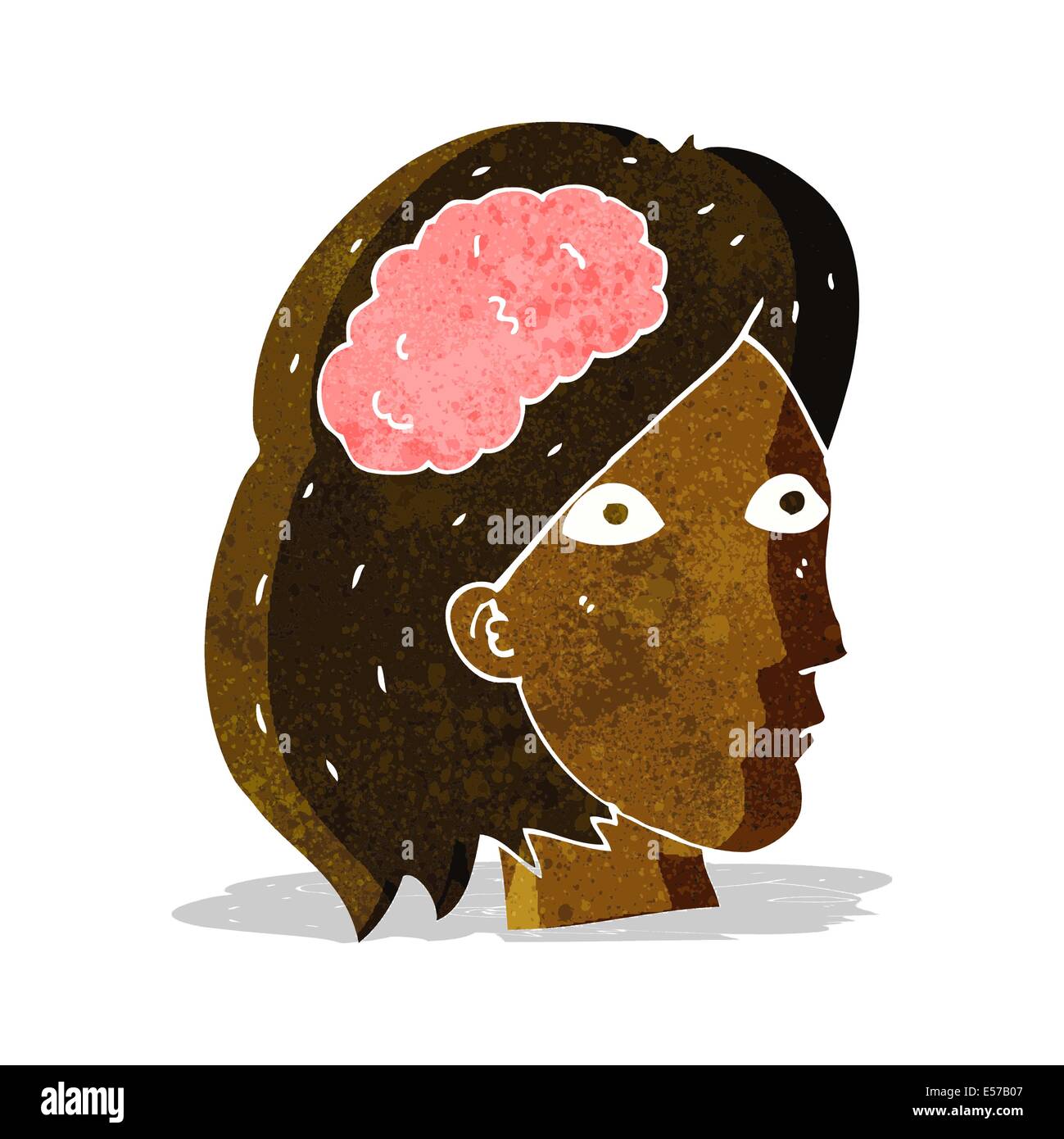 cartoon female head with brain symbol Stock Vector Image & Art - Alamy