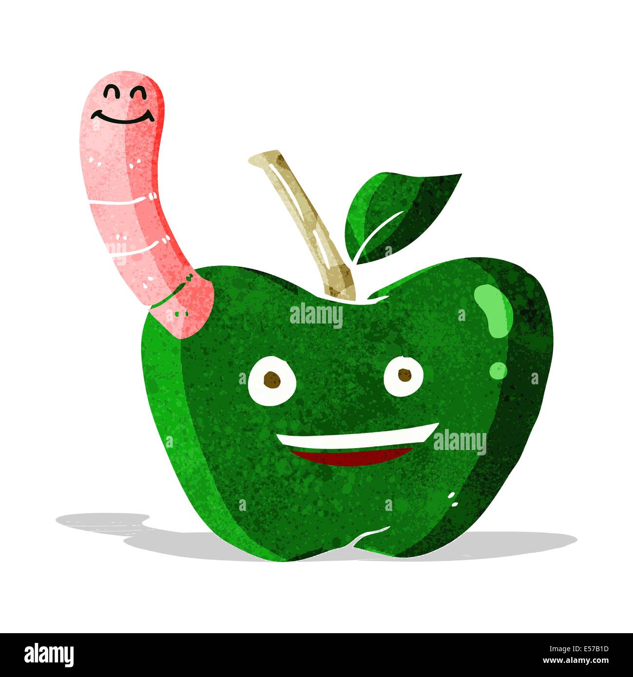 cartoon apple with worm Stock Vector Image & Art - Alamy