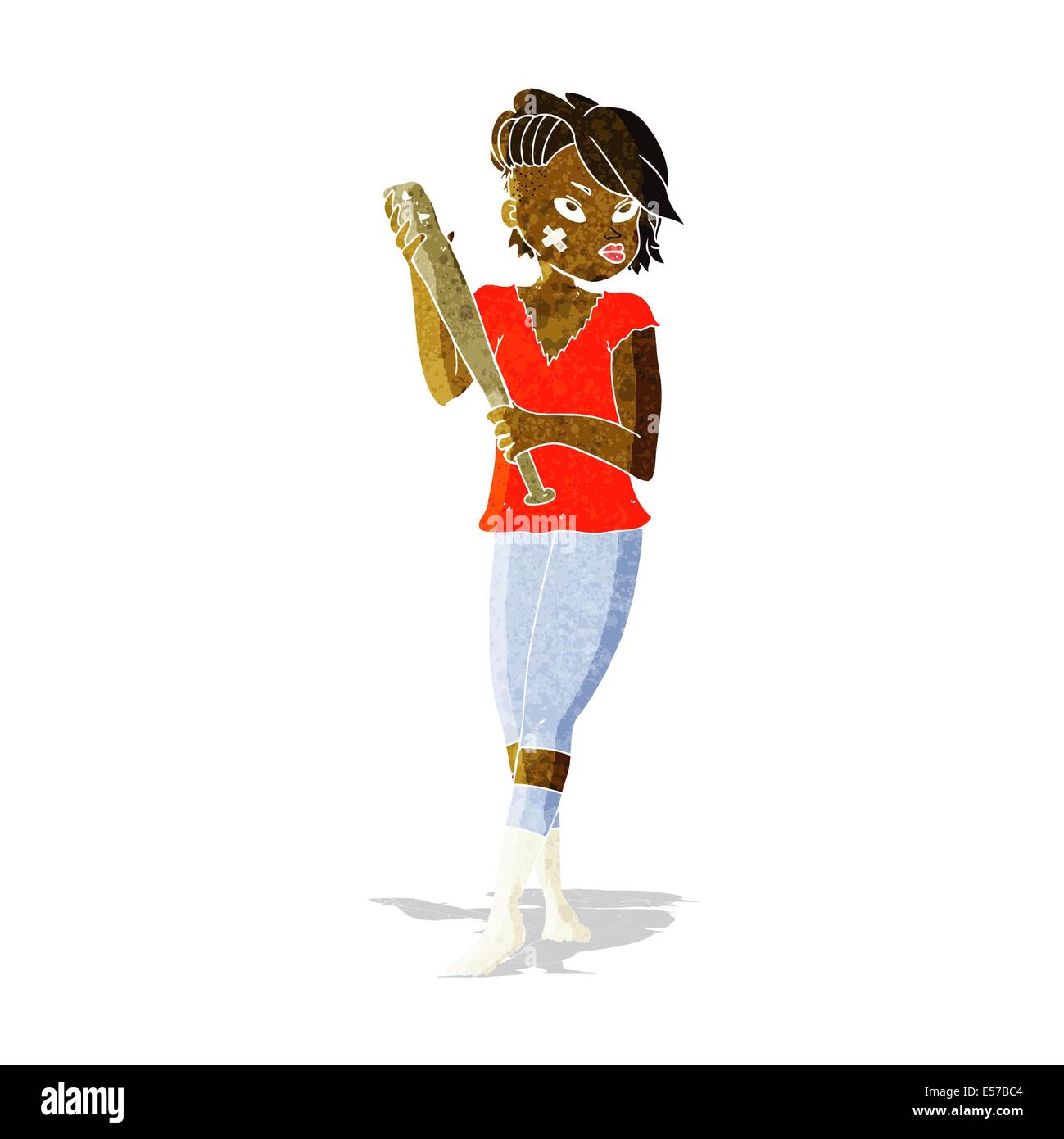 cartoon pretty punk girl with baseball bat Stock Vector Image & Art - Alamy