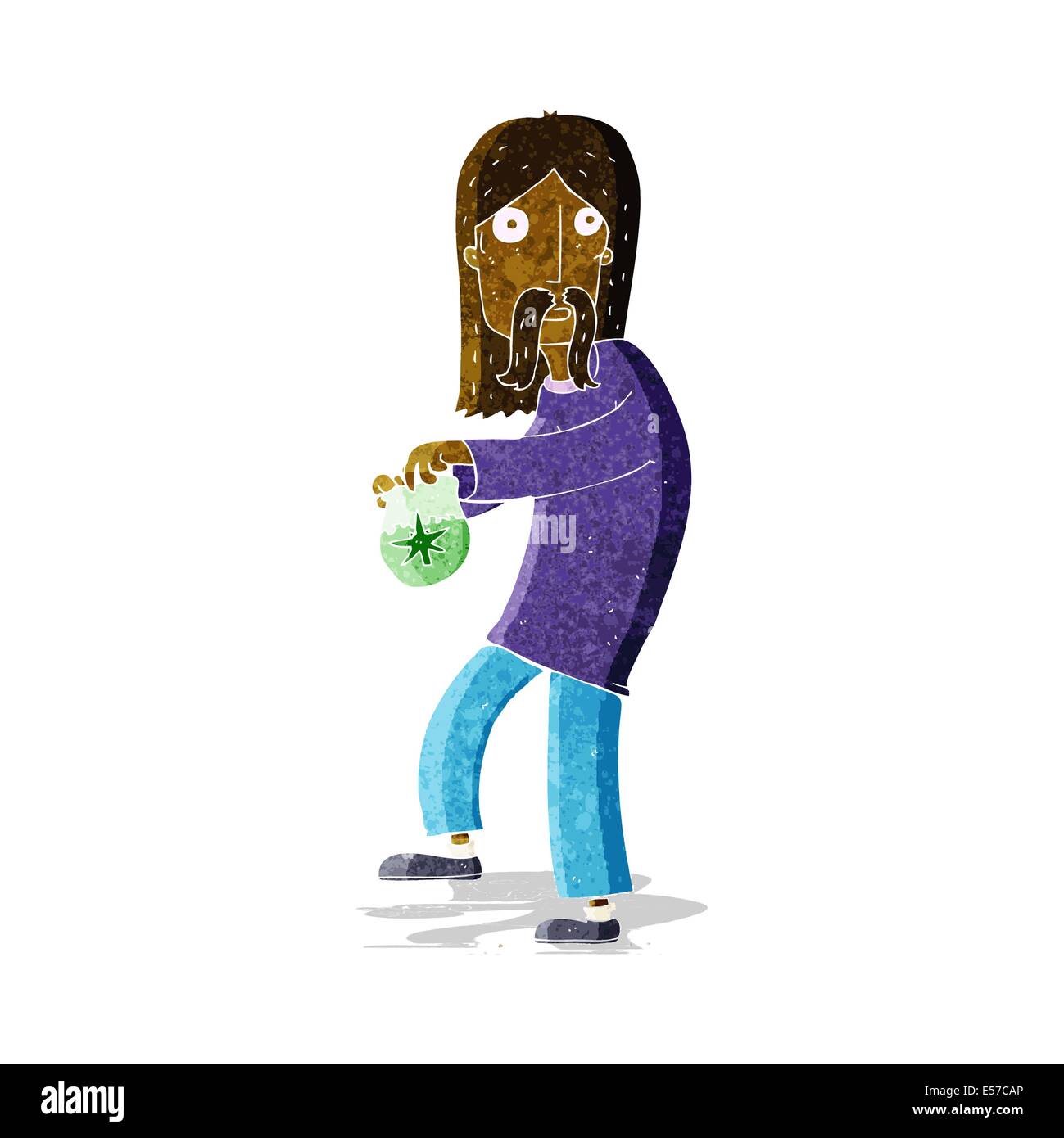 cartoon hippie man with bag of weed Stock Vector Image & Art - Alamy
