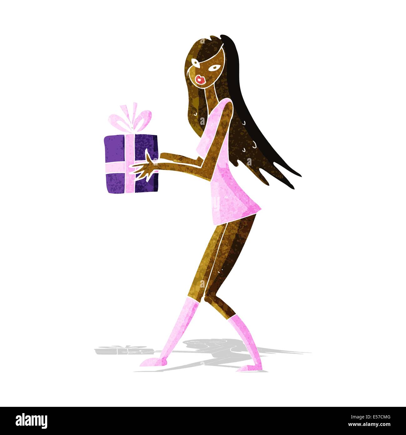 cartoon fashion girl with present Stock Vector Image & Art - Alamy