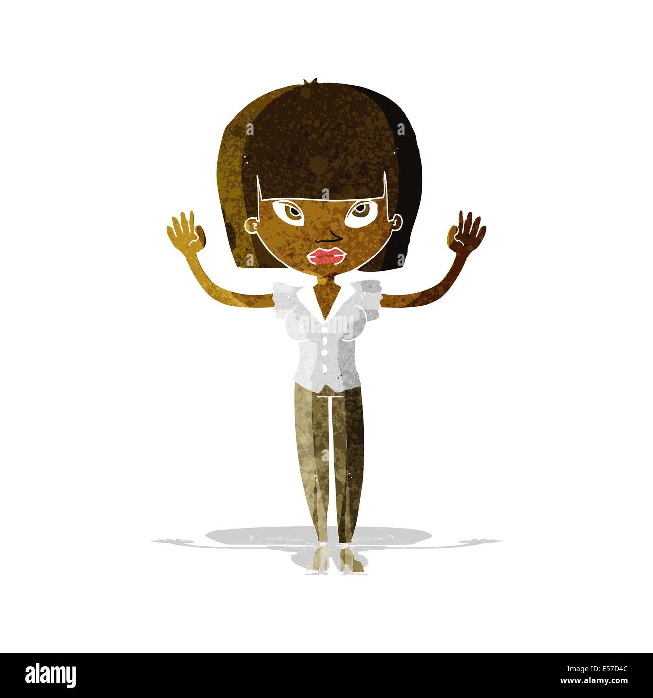 cartoon woman with raised hands Stock Vector Image & Art - Alamy