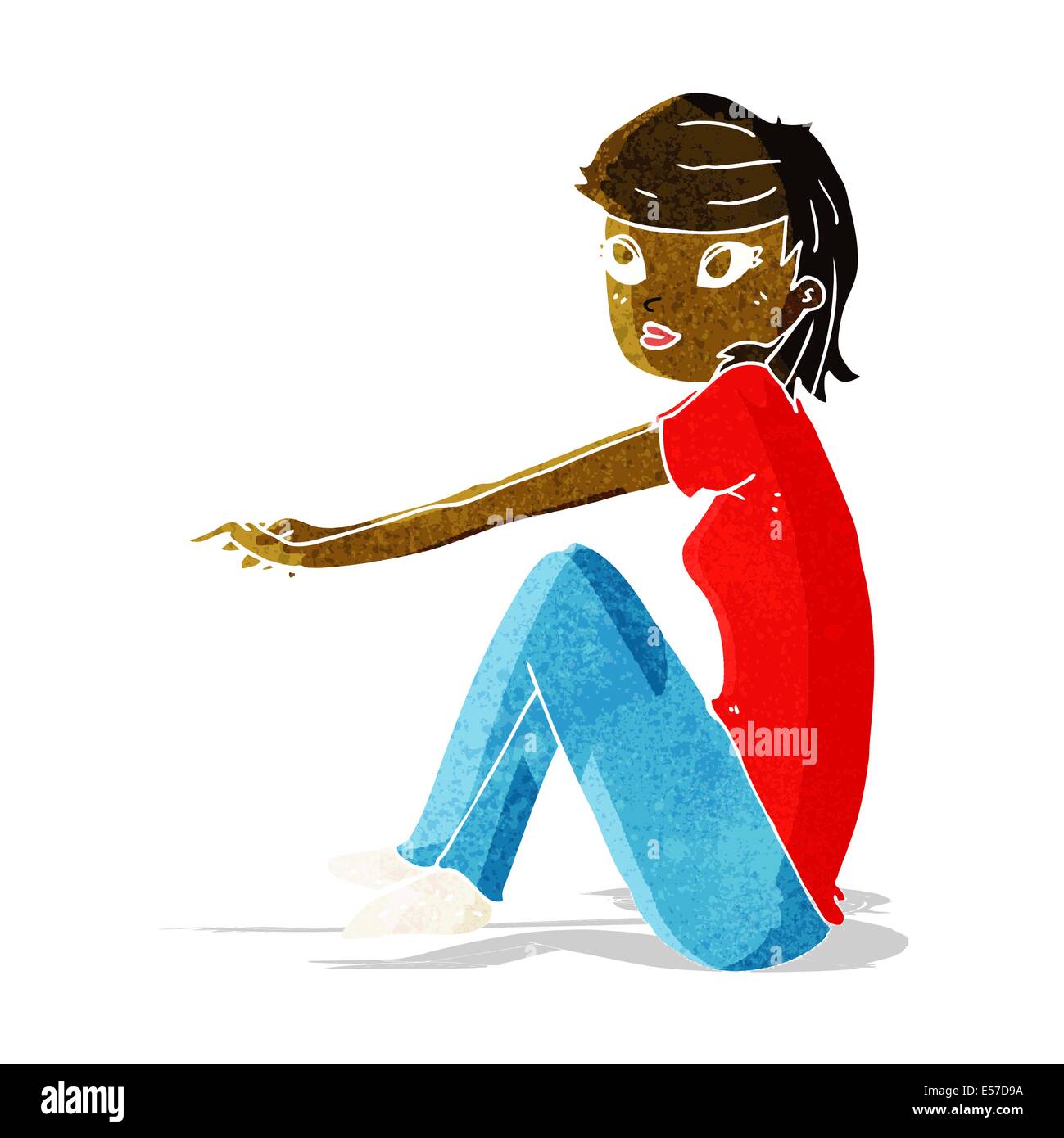 Cartoon pretty girl sitting hi-res stock photography and images - Alamy