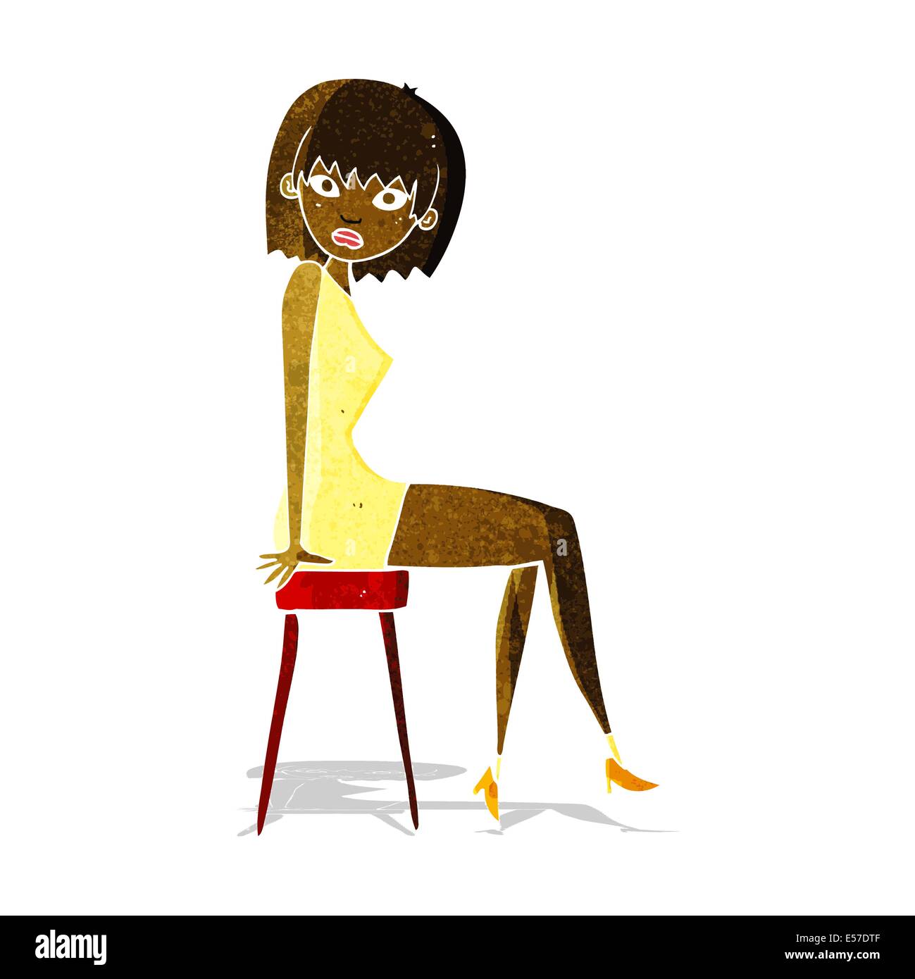 cartoon woman sitting on stool Stock Vector Image & Art - Alamy