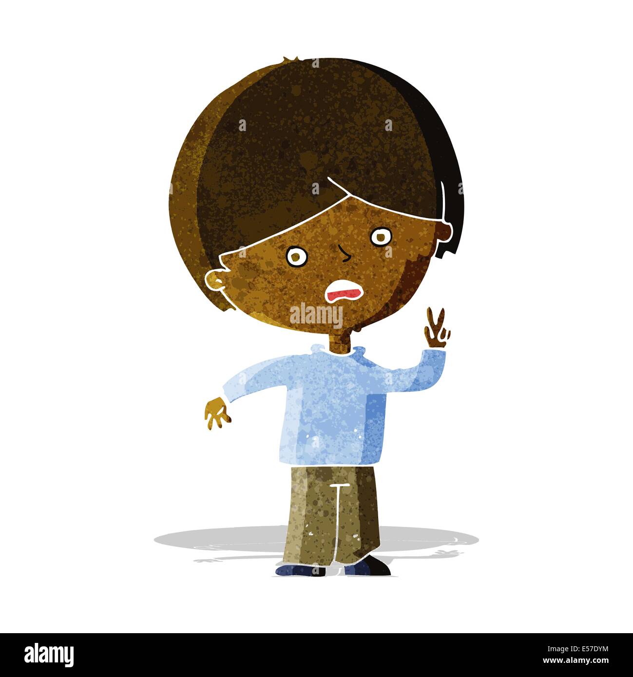 cartoon unhappy boy giving peace sign Stock Vector Image & Art - Alamy