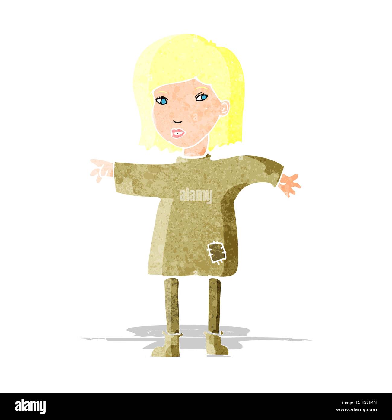cartoon woman in patched clothing Stock Vector Image & Art - Alamy