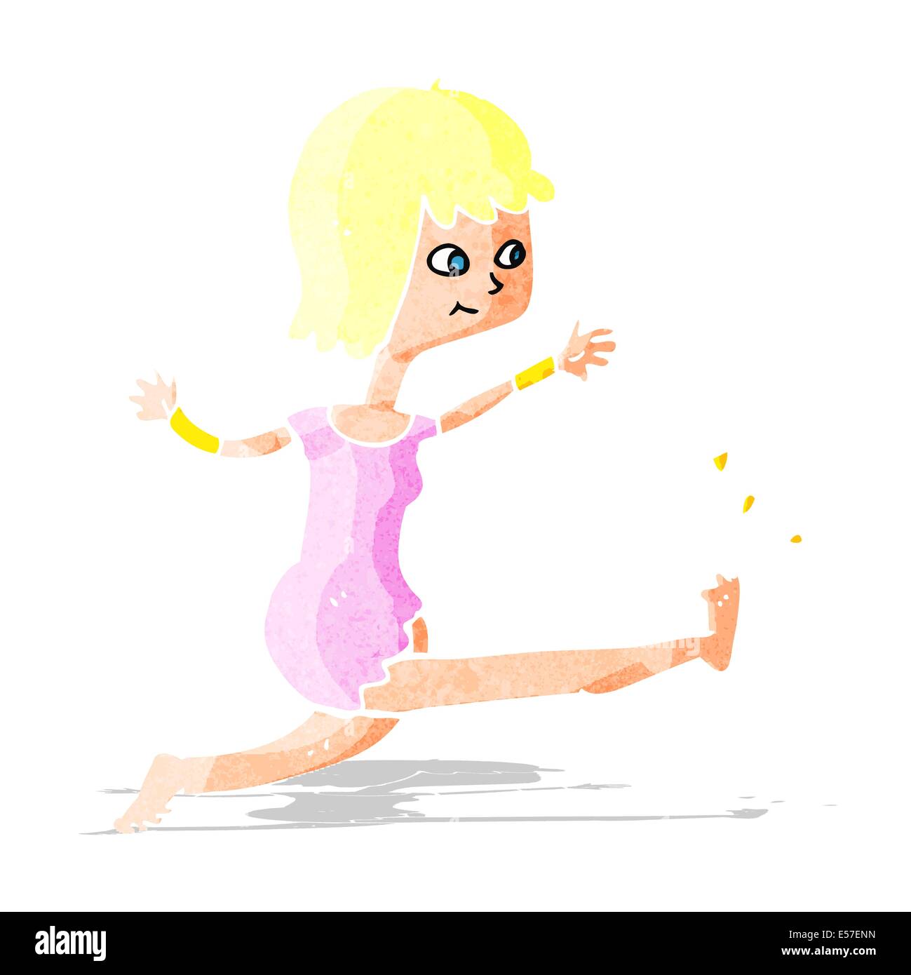 cartoon happy woman kicking Stock Vector Image & Art - Alamy