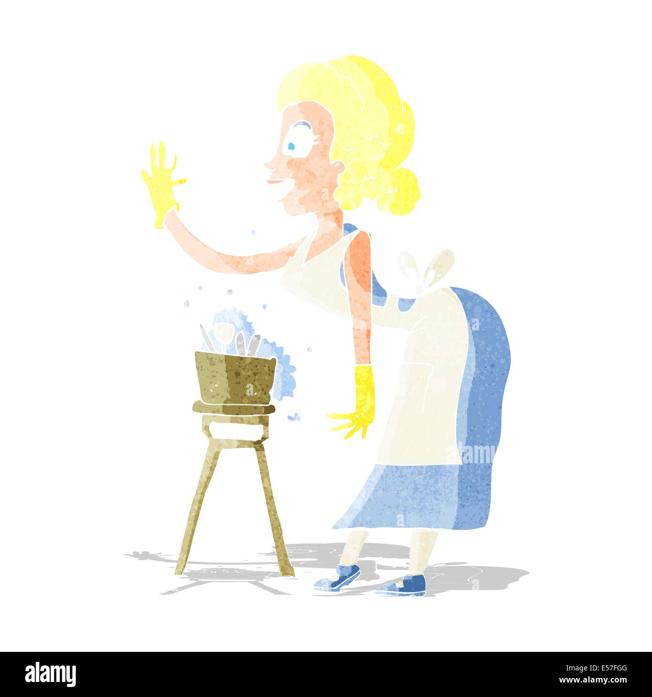 cartoon housewife washing up Stock Vector Image & Art - Alamy