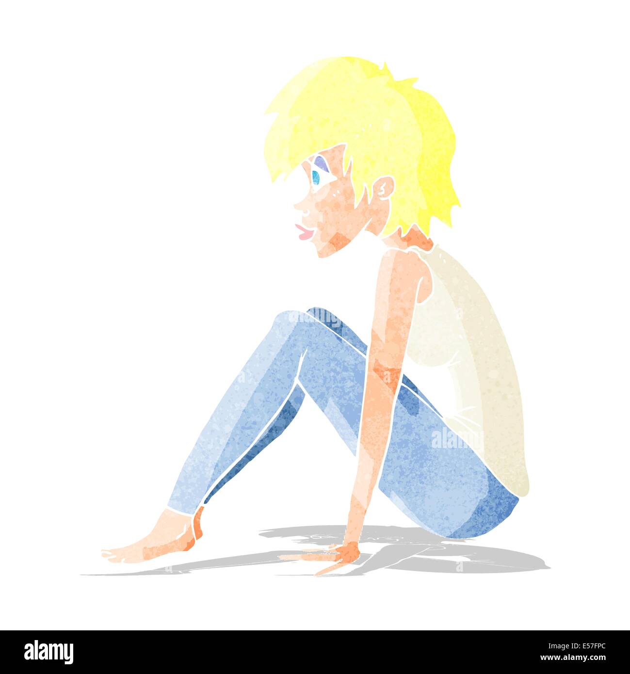 cartoon woman sitting Stock Vector Image & Art - Alamy