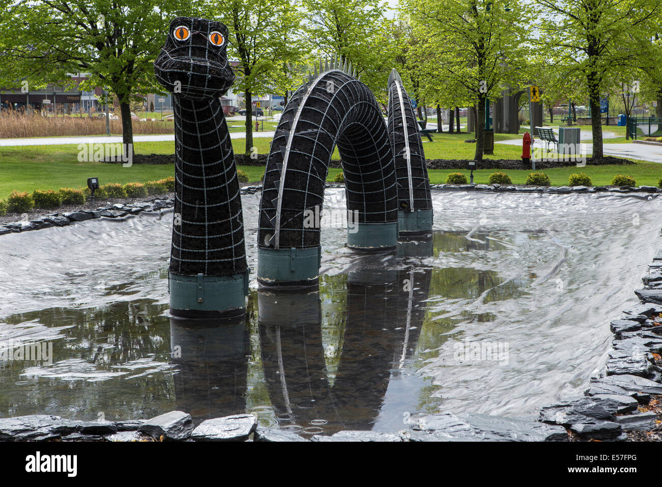 An artwork representing Memphre is pictured in front of Lac ...