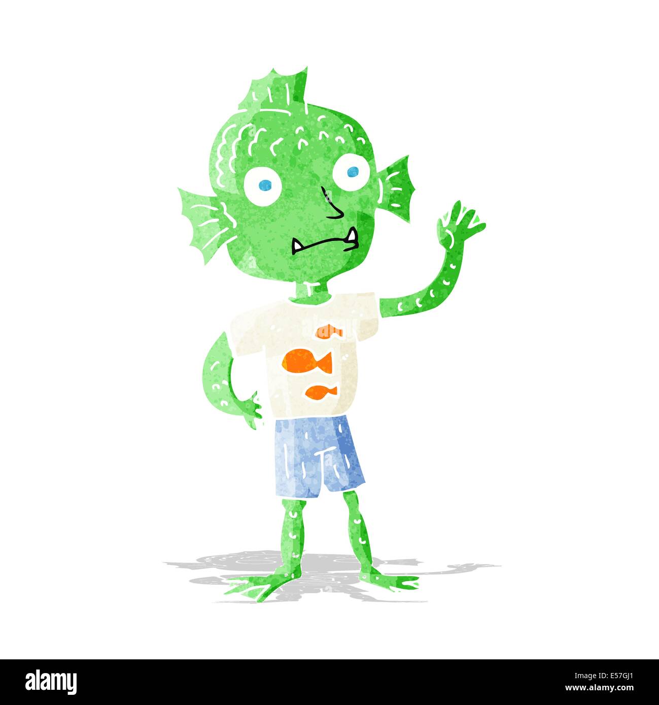 cartoon waving fish boy Stock Vector Image & Art - Alamy