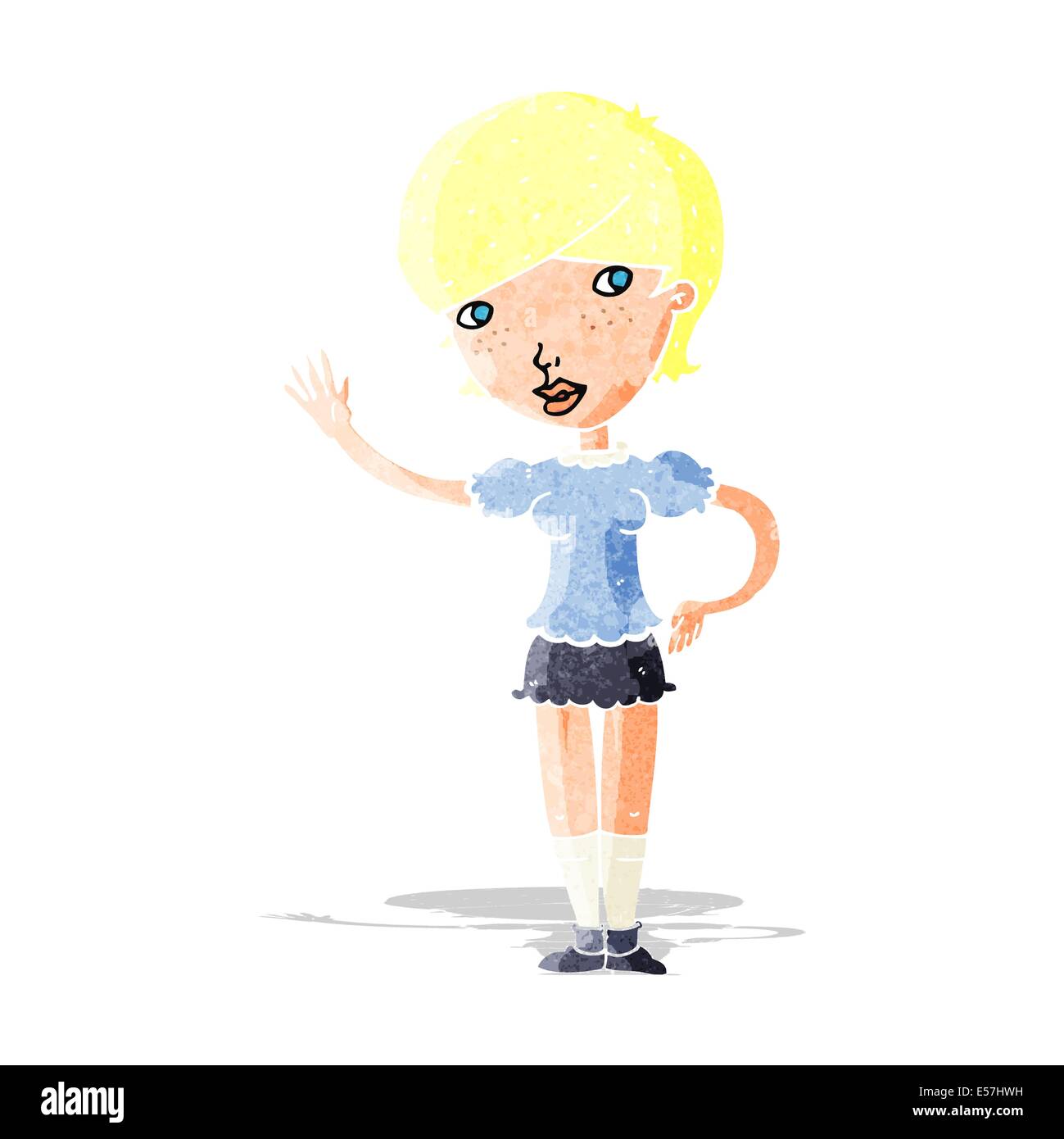 cartoon girl waving Stock Vector Image & Art - Alamy