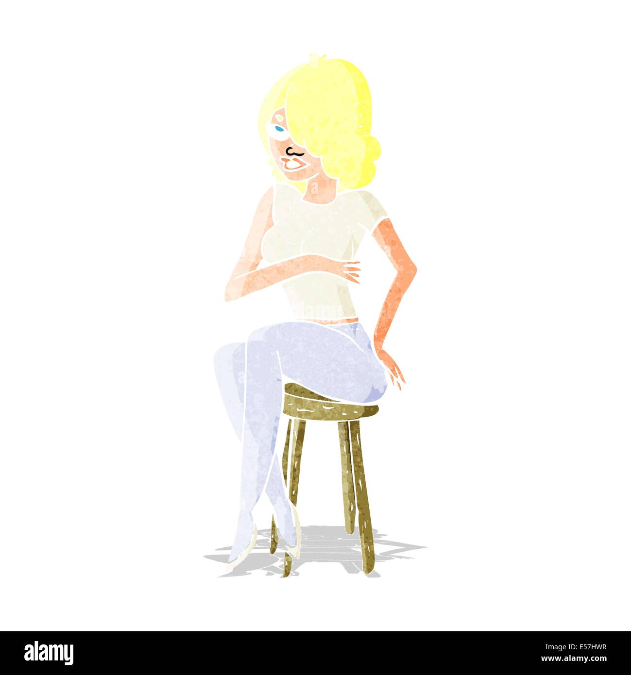 cartoon woman sitting on bar stool Stock Vector Image & Art - Alamy
