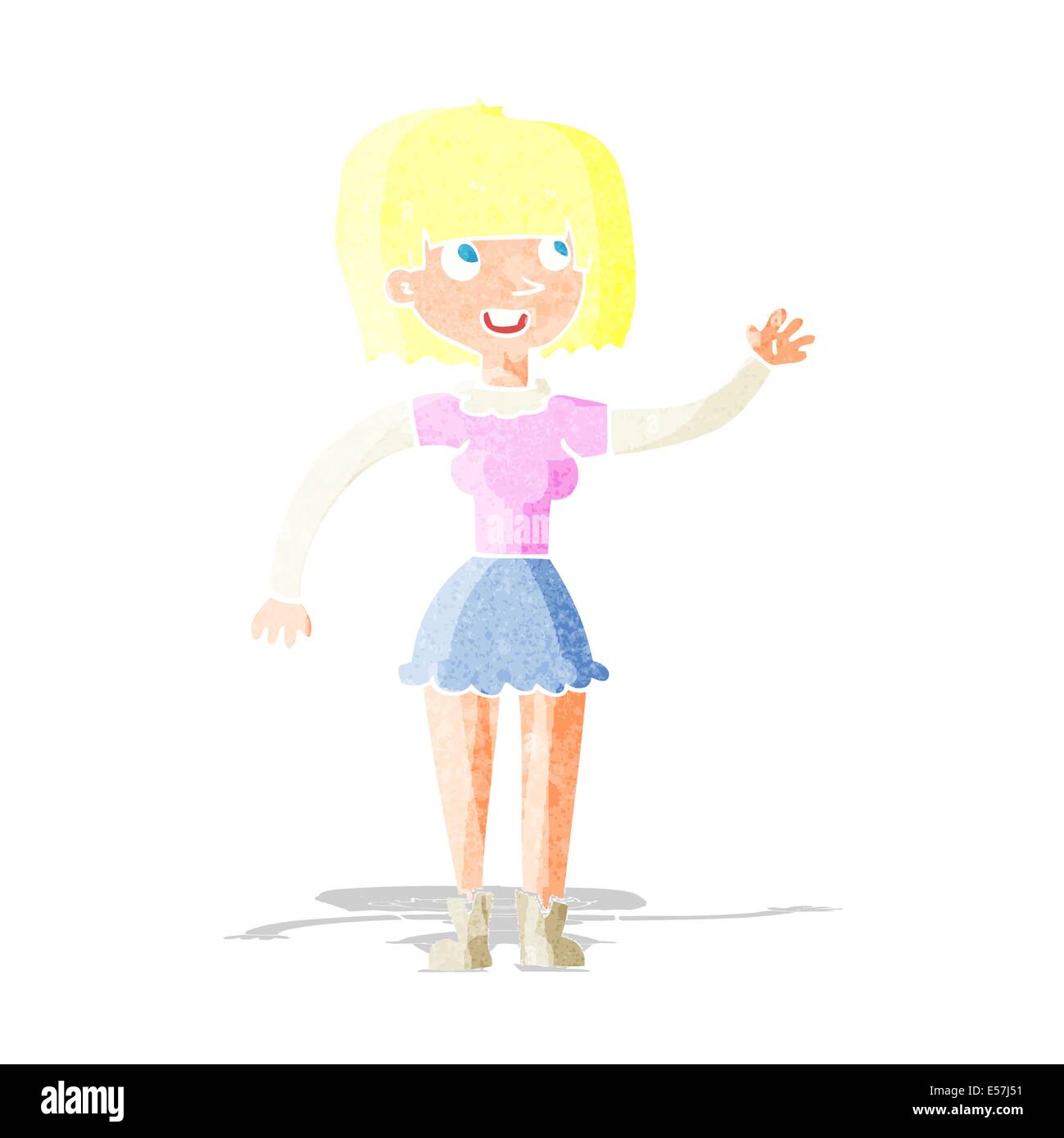 cartoon girl waving Stock Vector Image & Art - Alamy