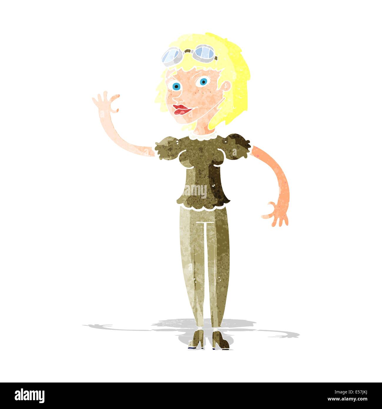 cartoon pilot woman waving Stock Vector Image & Art - Alamy