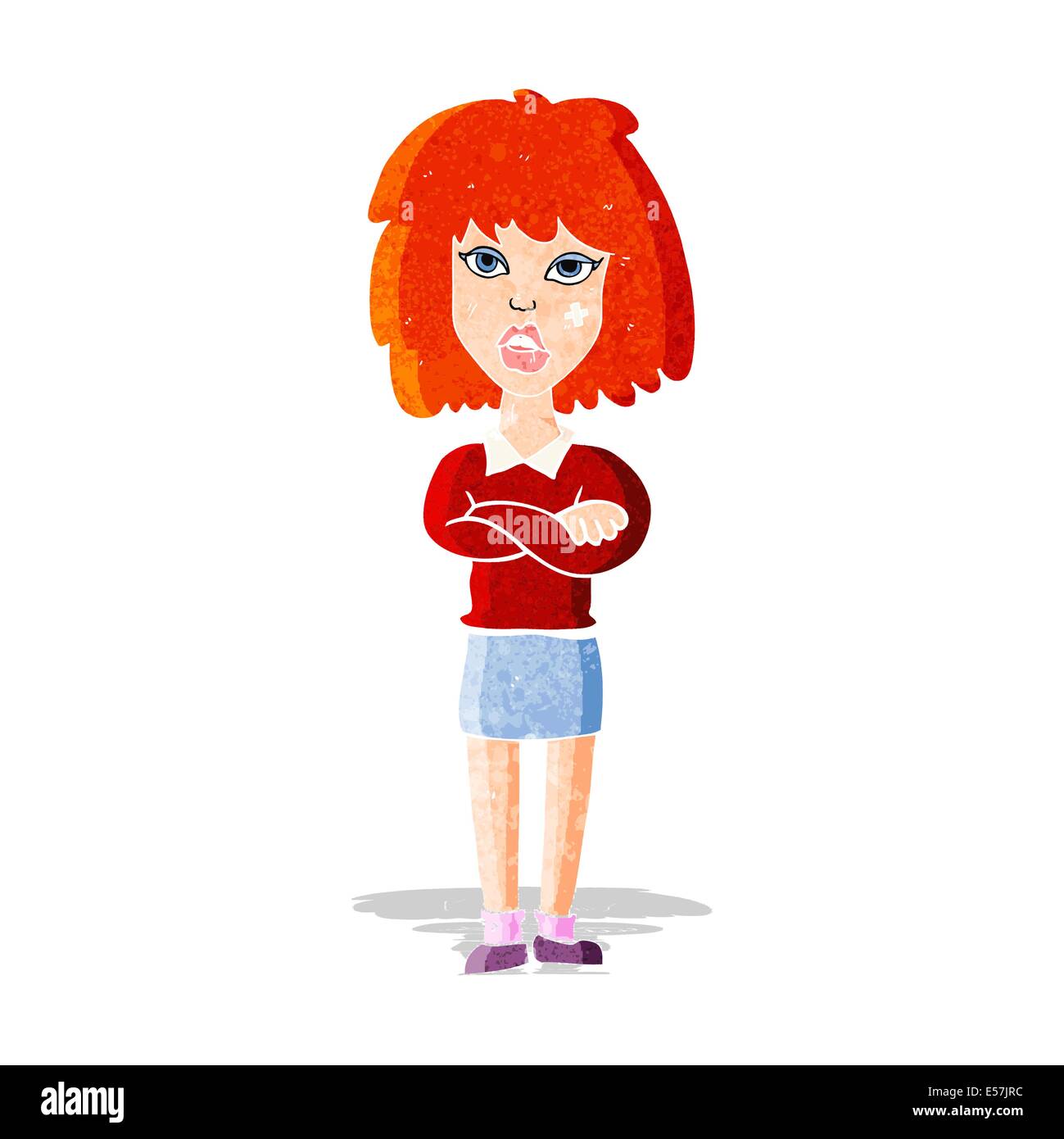 cartoon tough woman with folded arms Stock Vector Image & Art - Alamy