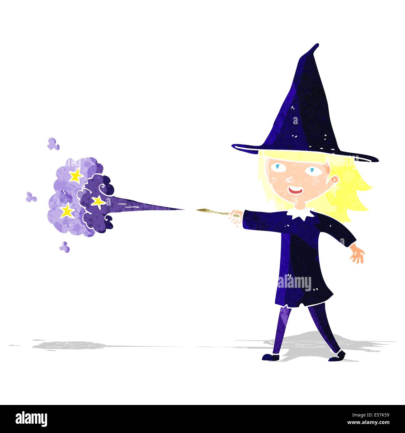 cartoon witch girl casting spell Stock Vector Image & Art - Alamy