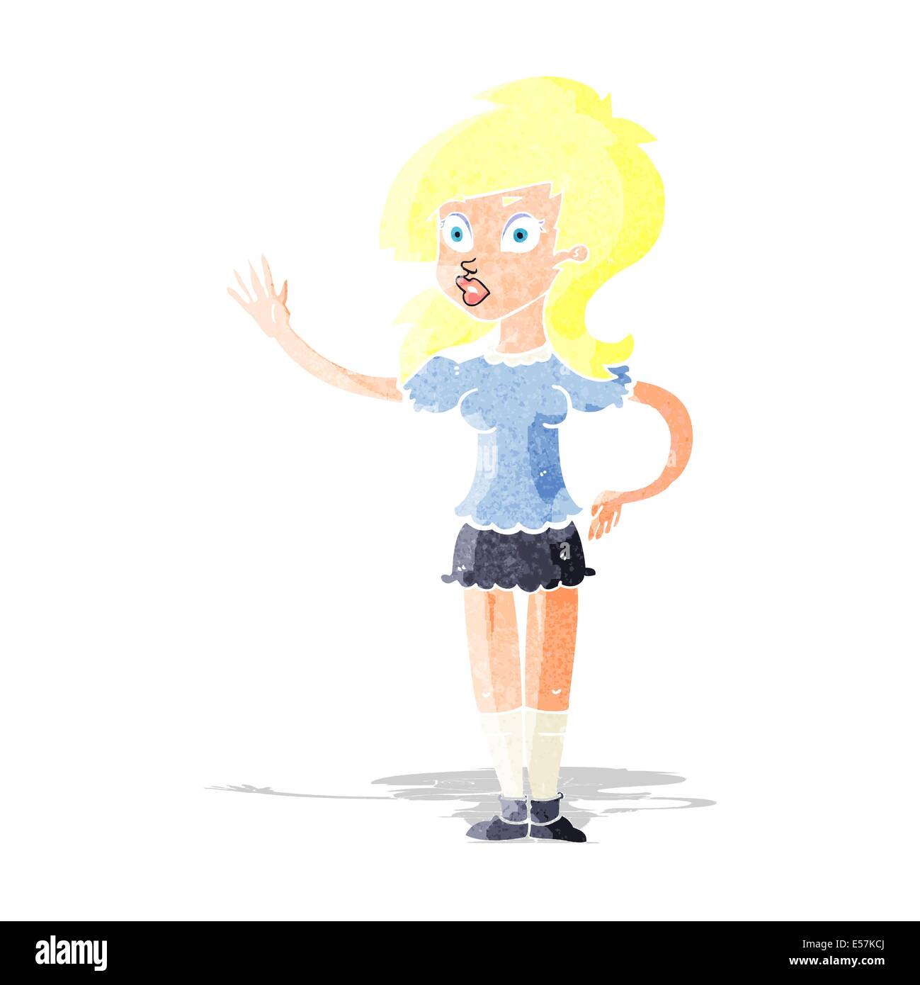 cartoon pretty woman waving for attention Stock Vector Image & Art - Alamy