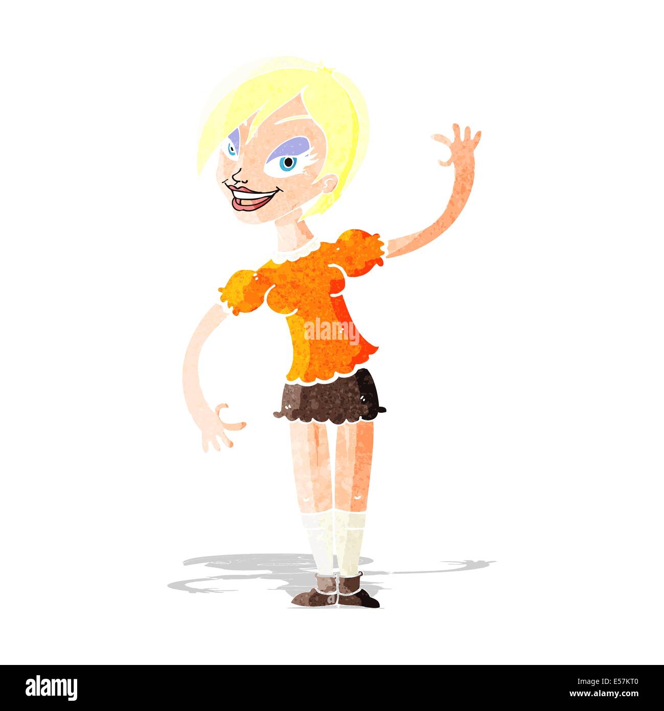 cartoon girl waving Stock Vector Image & Art - Alamy
