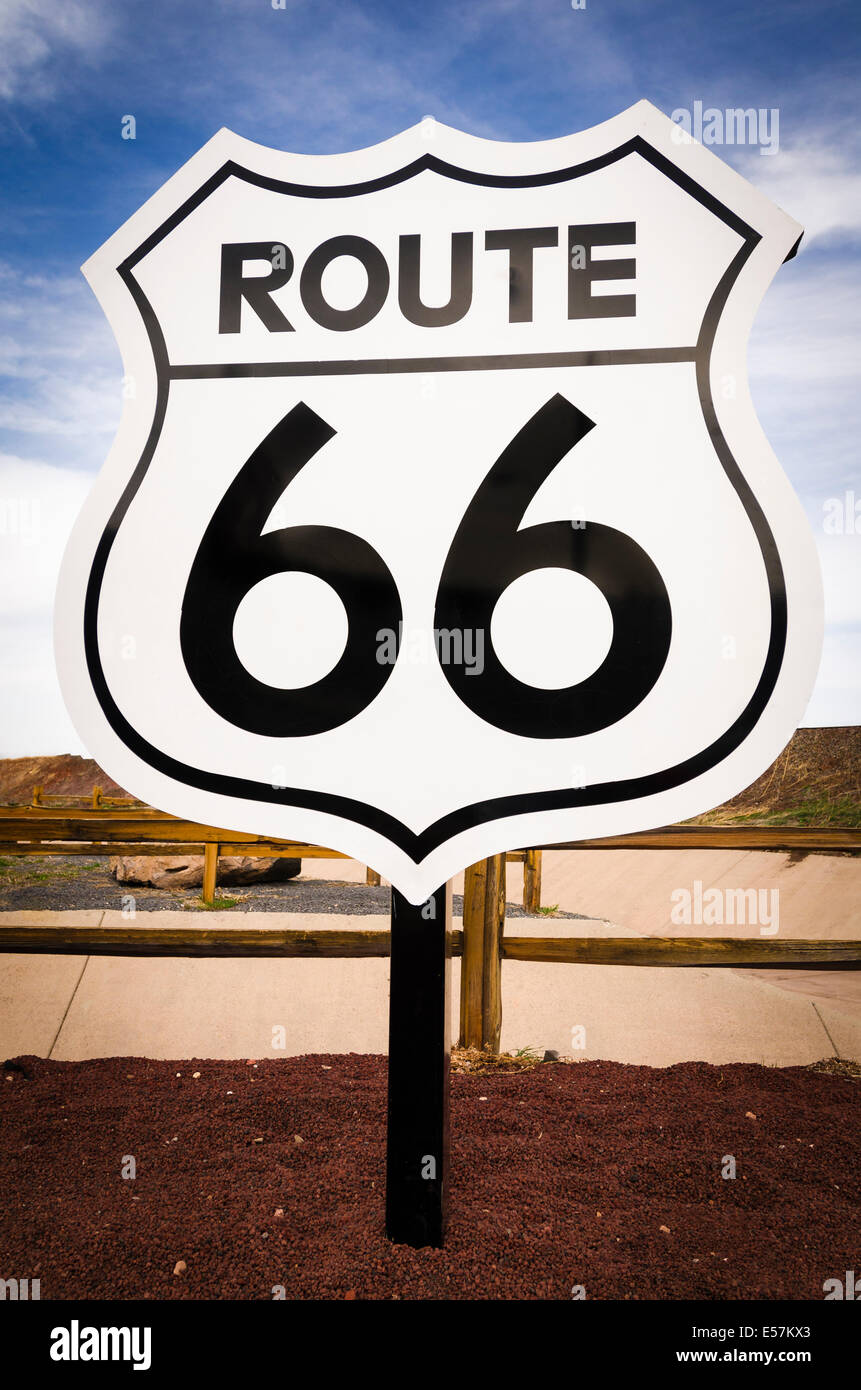Highway sign on historic Route 66, Seligman, Arizona USA Stock Photo ...