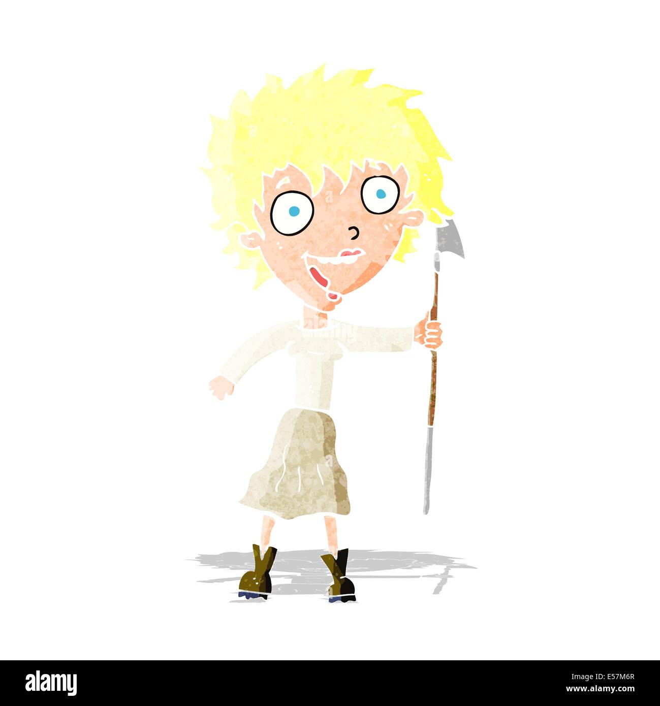 cartoon crazy woman with spear Stock Vector Image & Art - Alamy