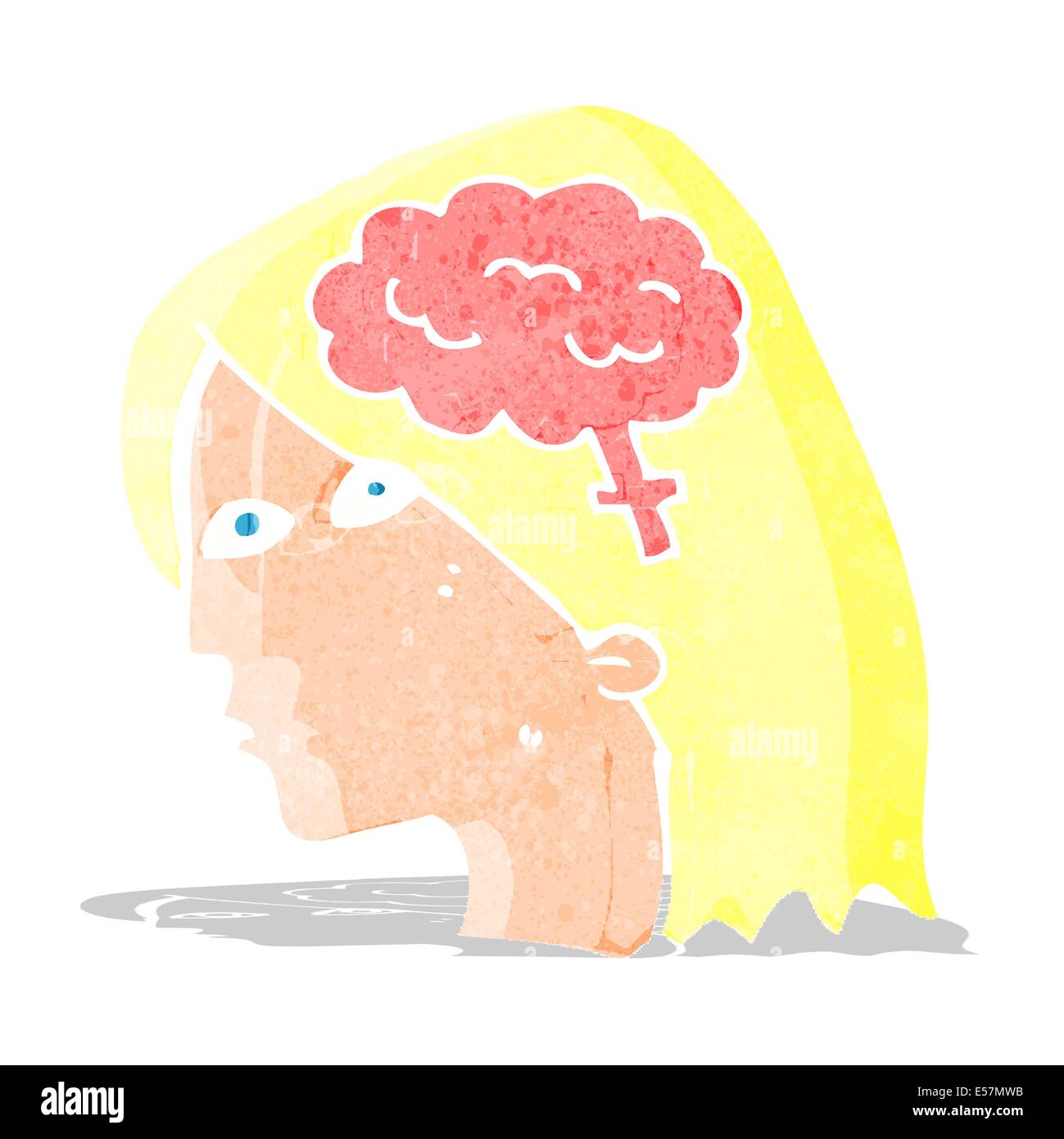 cartoon female head with brain symbol Stock Vector Image & Art - Alamy