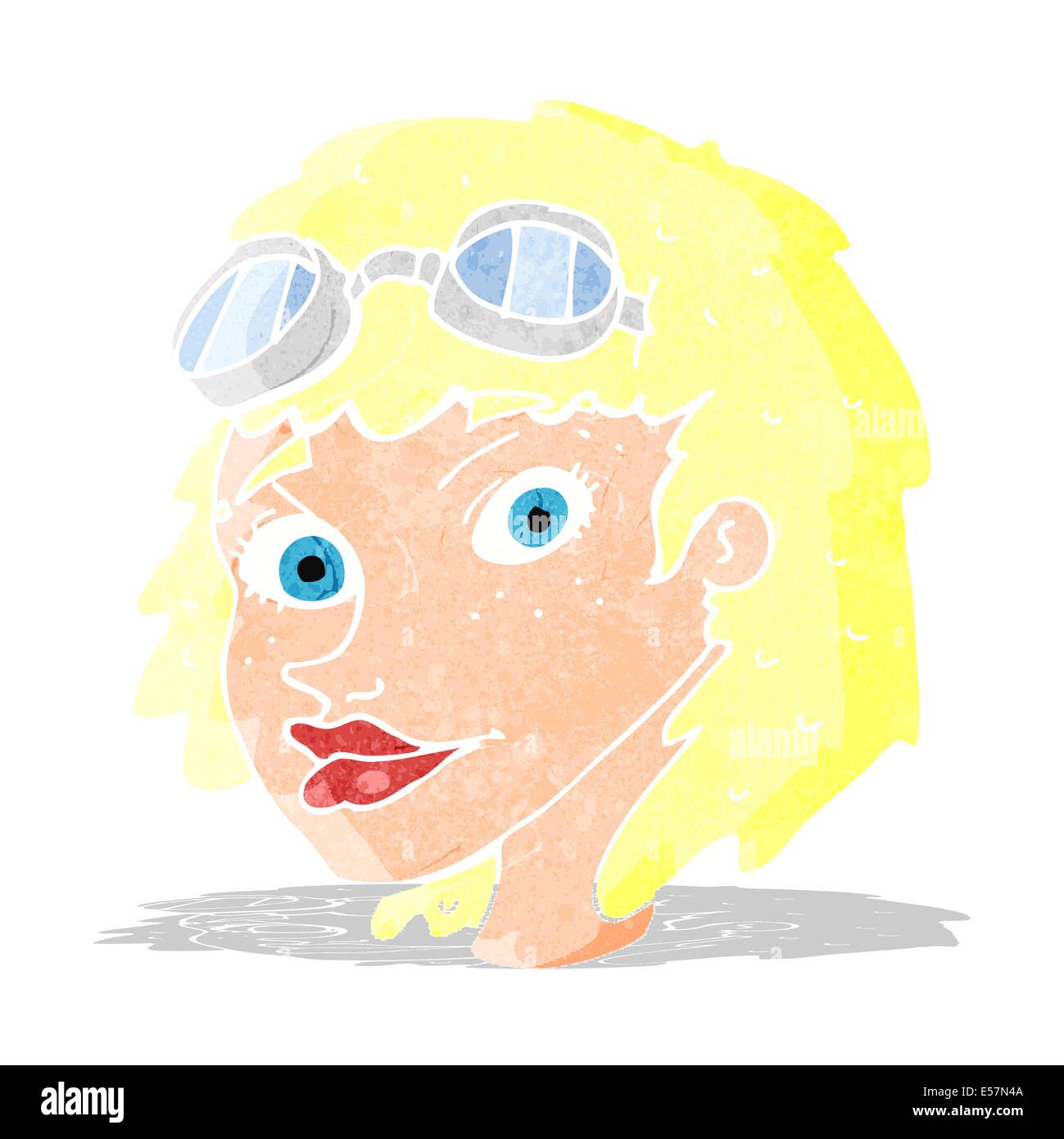 cartoon happy woman wearing aviator goggles Stock Vector Image & Art ...