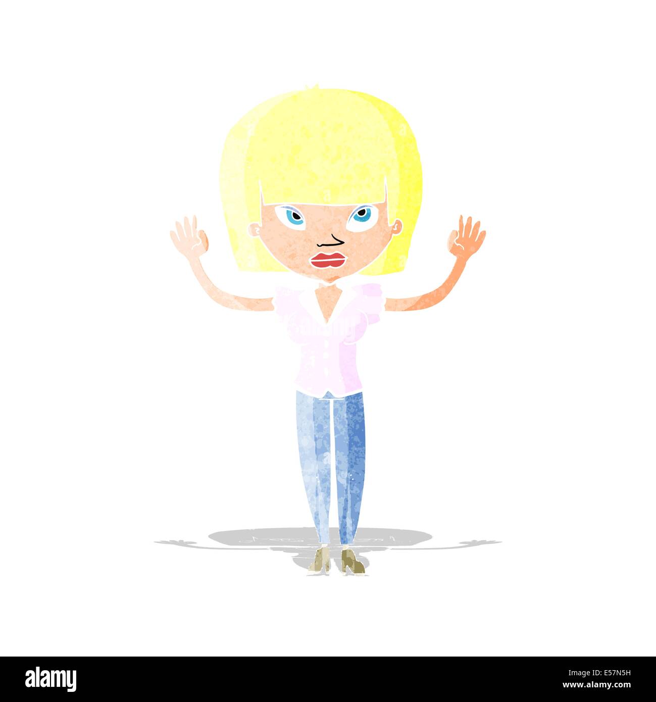 cartoon woman with raised hands Stock Vector Image & Art - Alamy