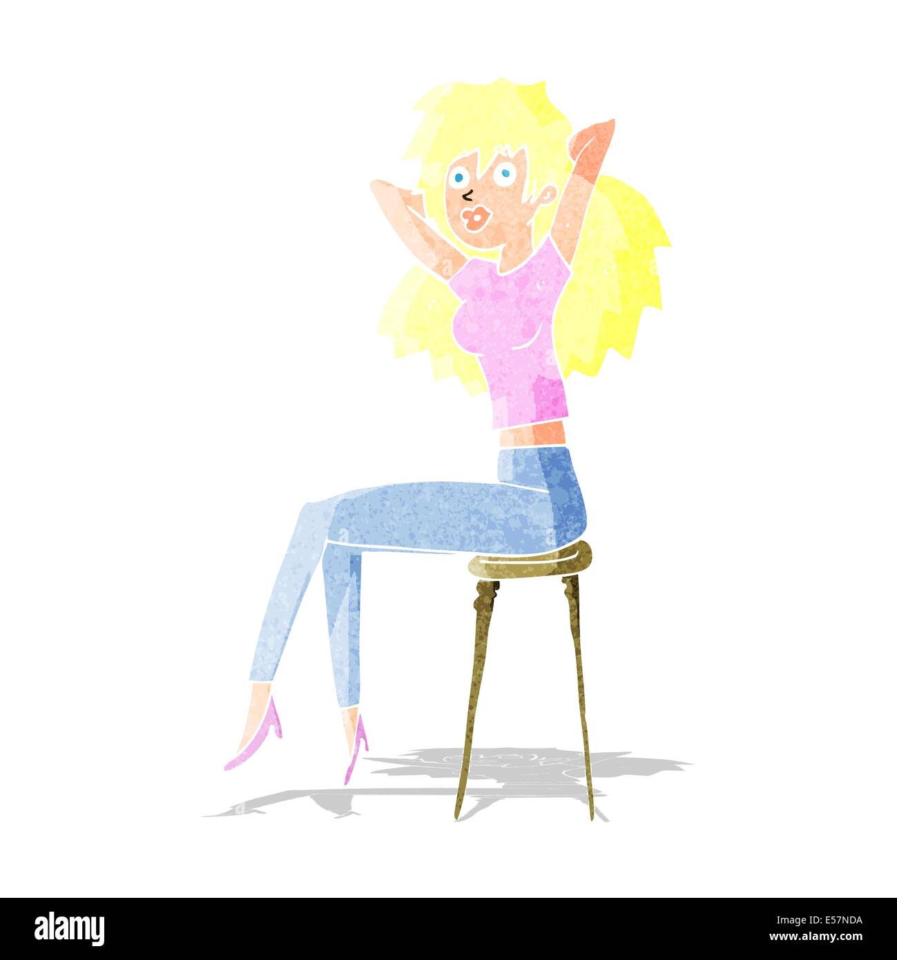 Cartoon Pretty Girl On Stool High Resolution Stock Photography and ...