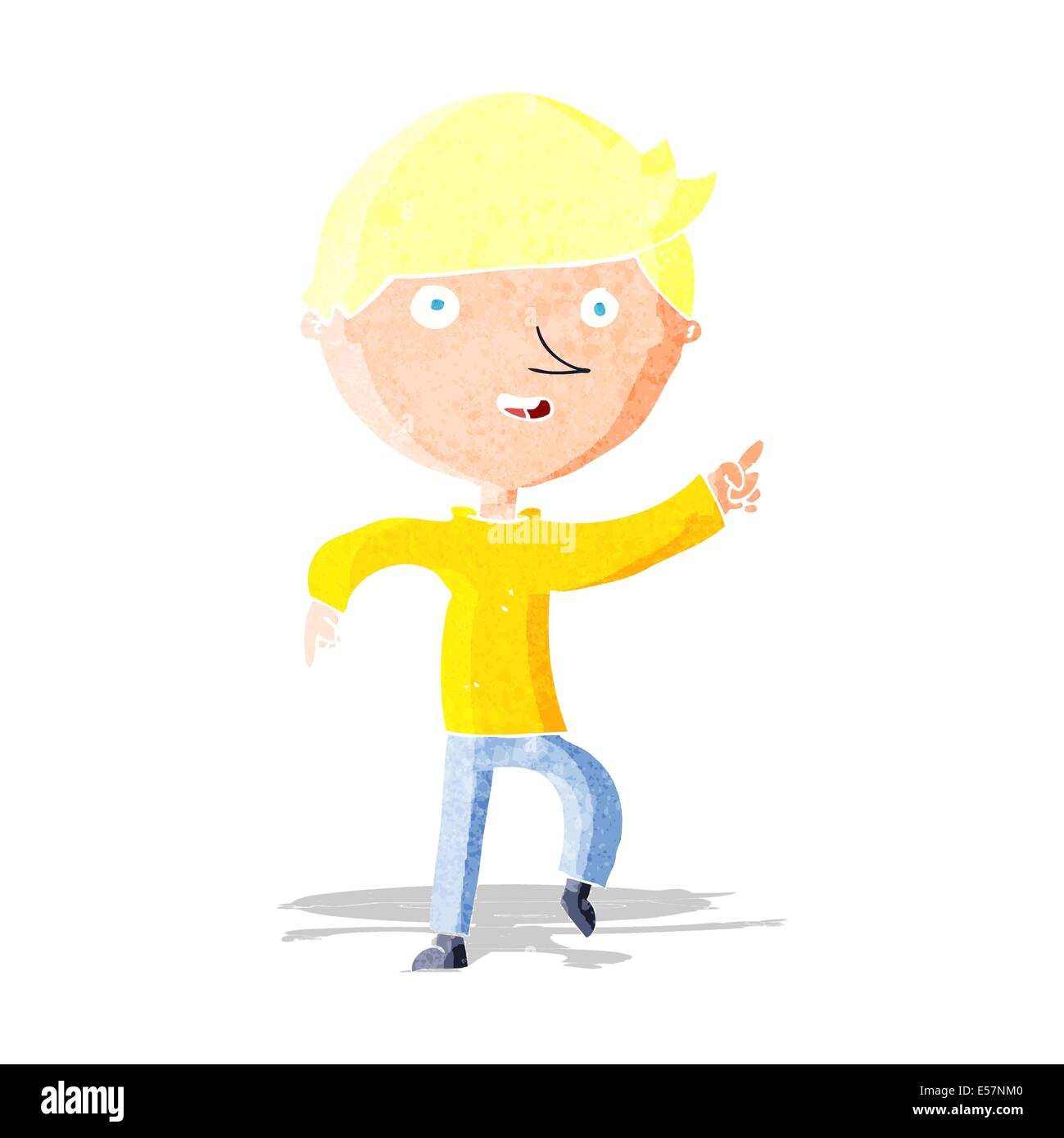 Cartoon happy boy pointing Cut Out Stock Images & Pictures - Alamy