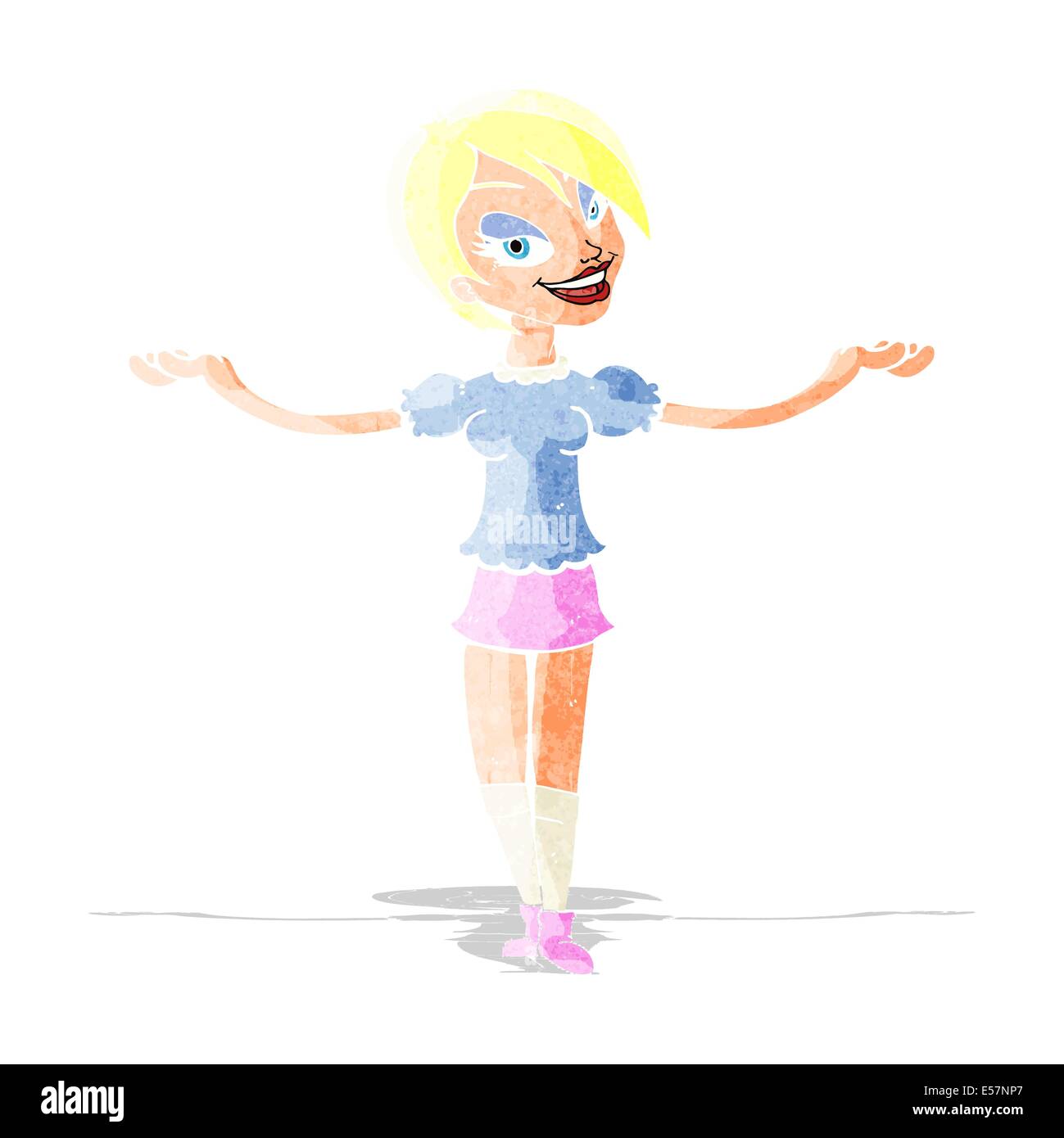 cartoon woman making open arm gesture Stock Vector Image & Art - Alamy
