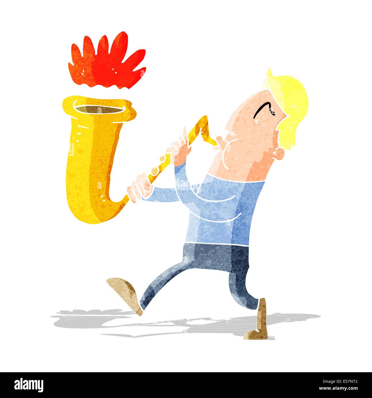 cartoon man blowing saxophone Stock Vector Image & Art - Alamy