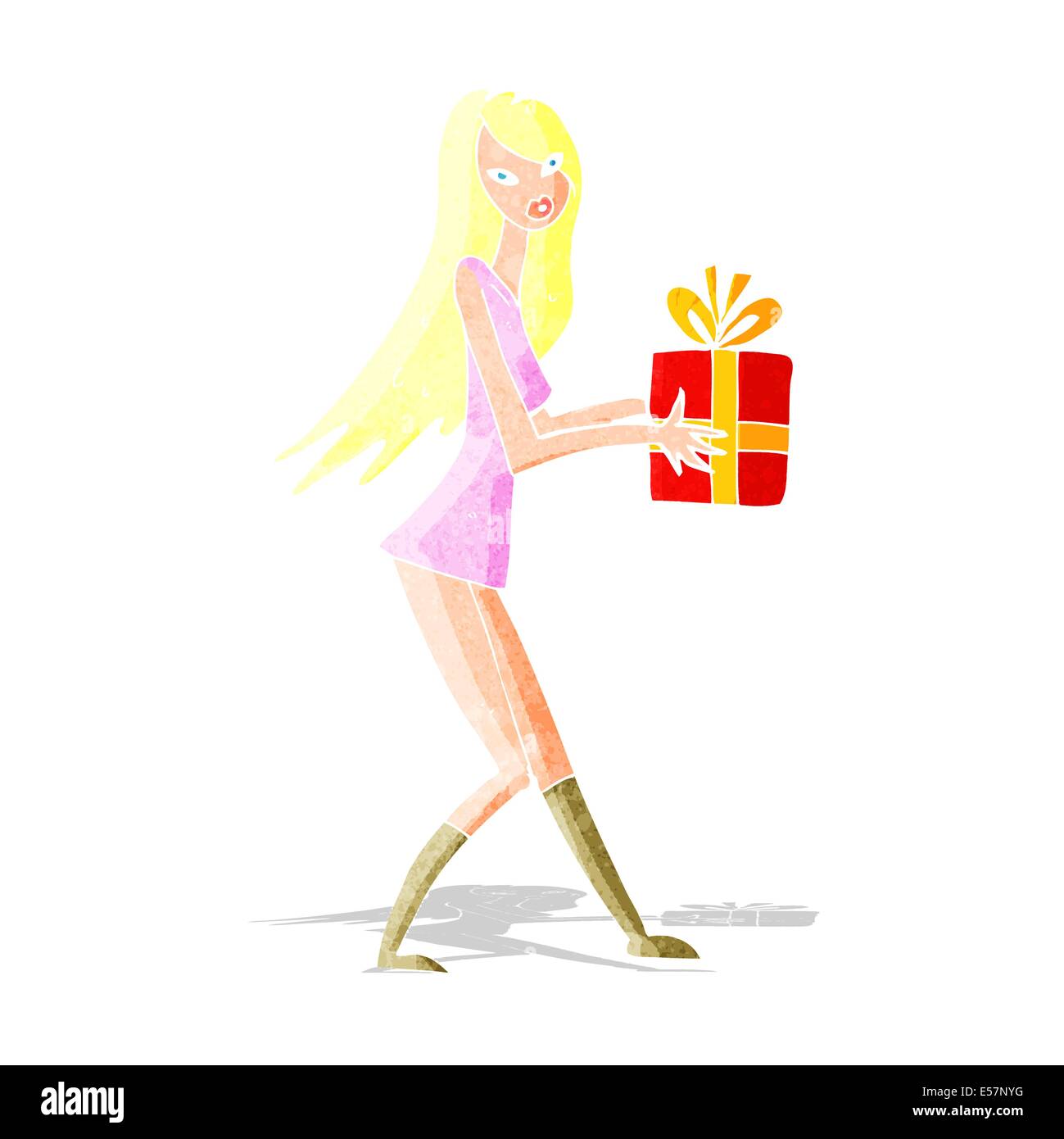 cartoon fashion girl with present Stock Vector Image & Art - Alamy