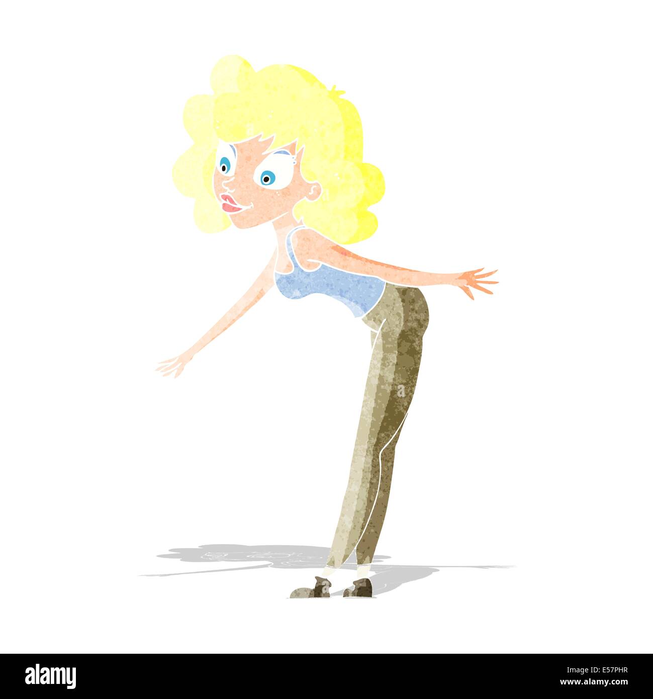 cartoon woman reaching to pick something up Stock Vector Image & Art ...