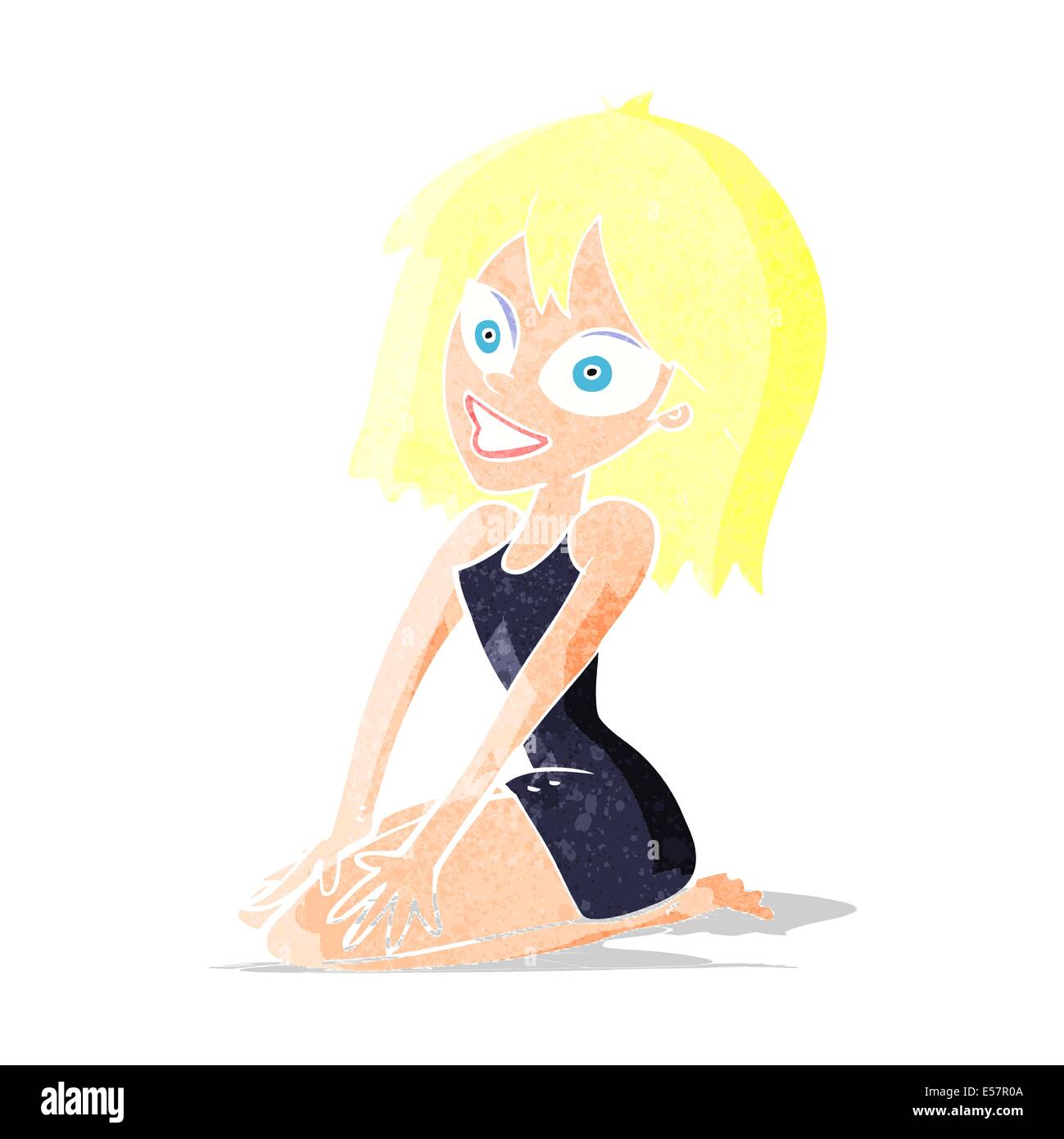 cartoon happy woman in dress Stock Vector Image & Art - Alamy