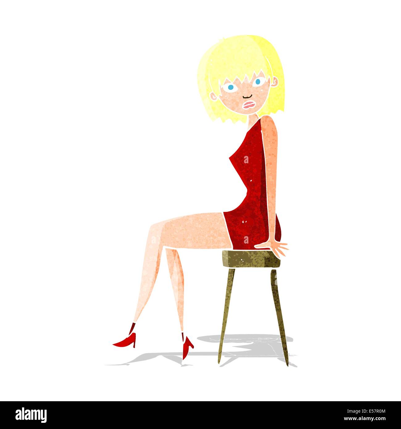 cartoon woman sitting on stool Stock Vector Image & Art - Alamy